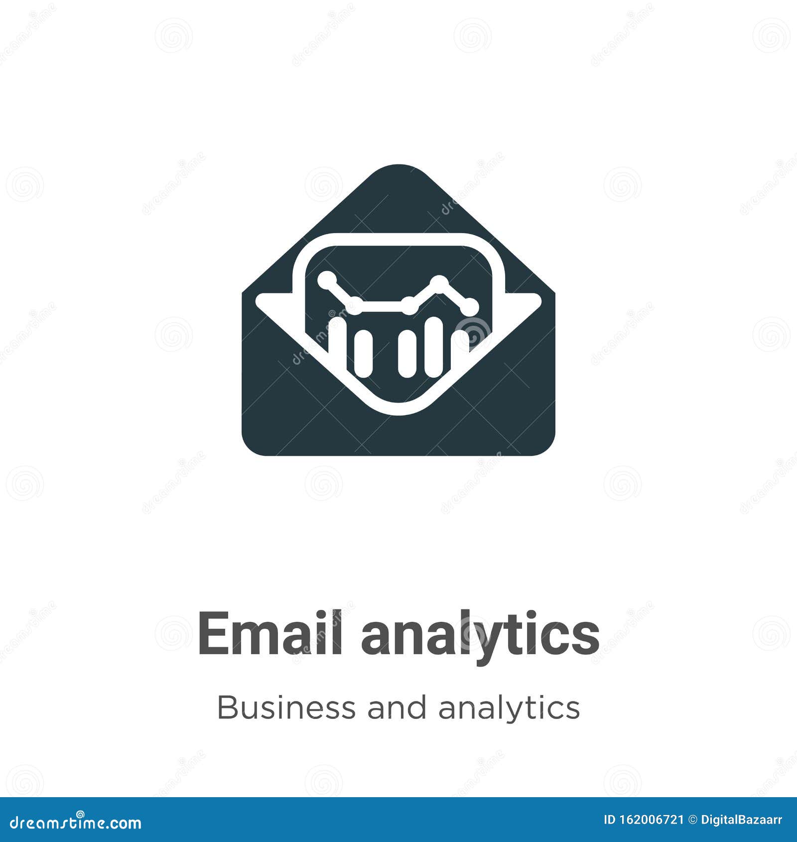 Email Analytics Vector Icon on White Background. Flat Vector Email ...