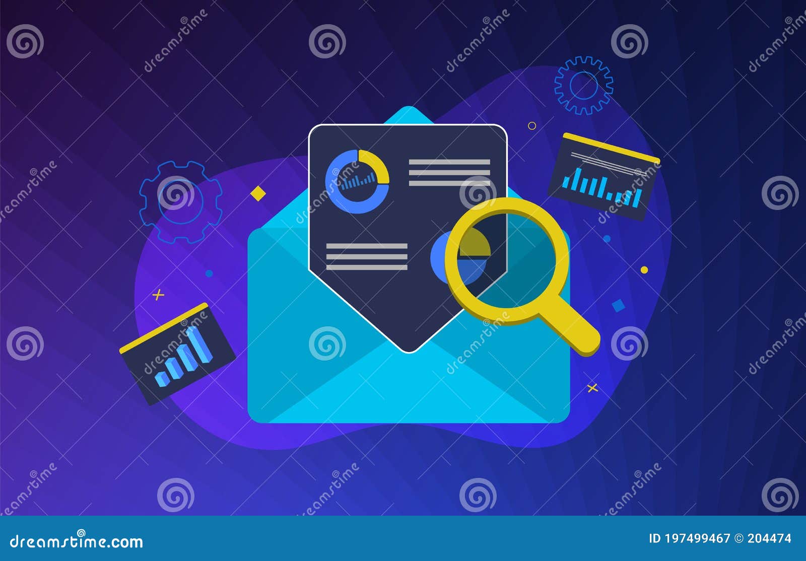 Email Analytics Vector Illustration. Business E-mail Marketing Service ...