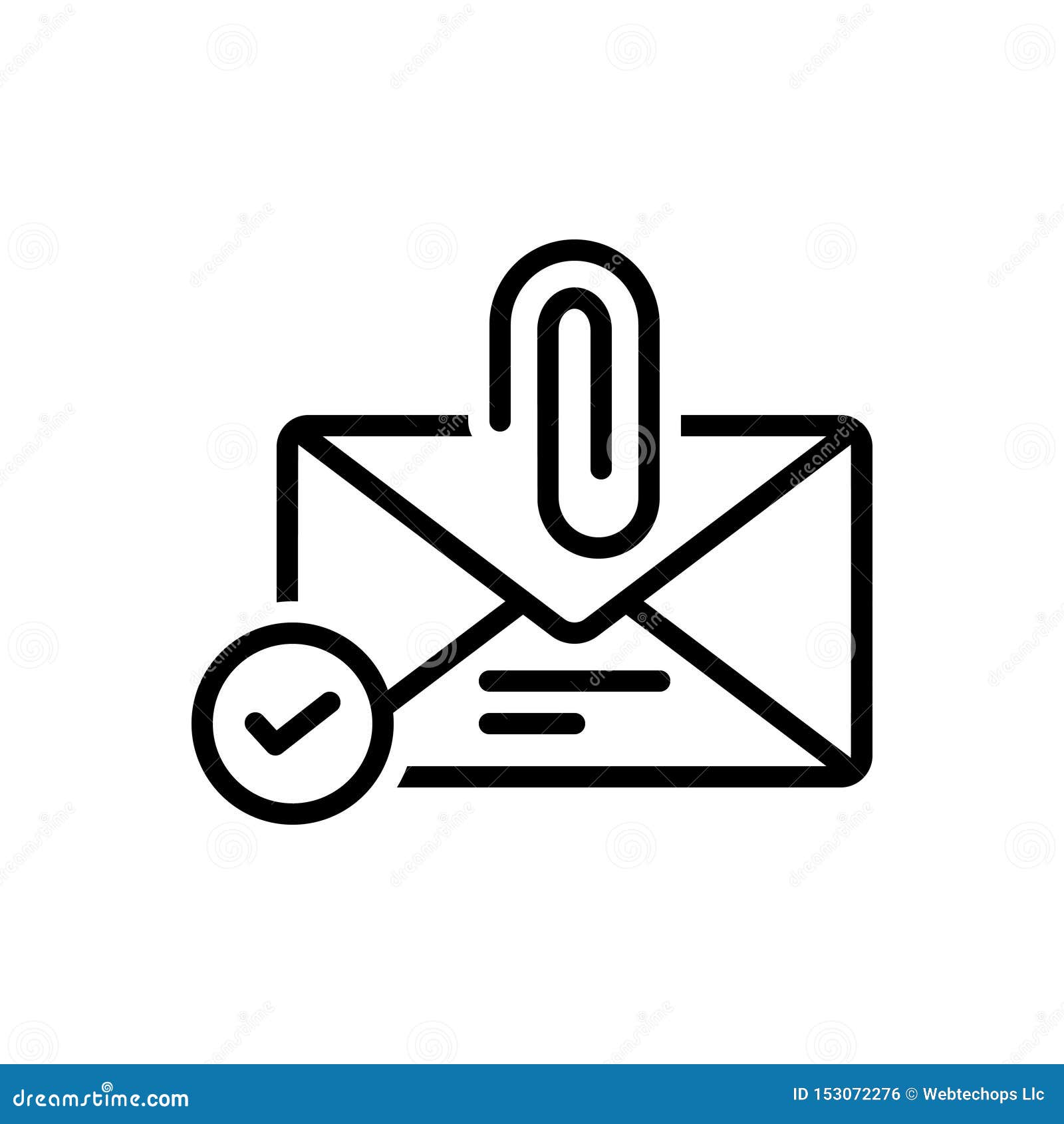 Black Line Icon for Email Attachment, Attach and Clip Stock Vector ...