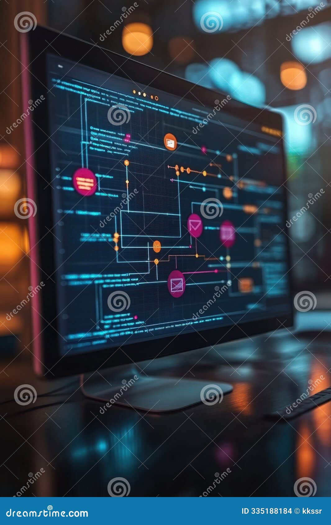 Email Automation, a Computer Screen Displays a Flowchart of an ...