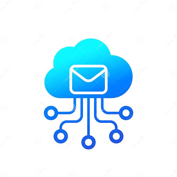 Email Automation, SaaS Icon with Cloud, Vector Stock Vector ...