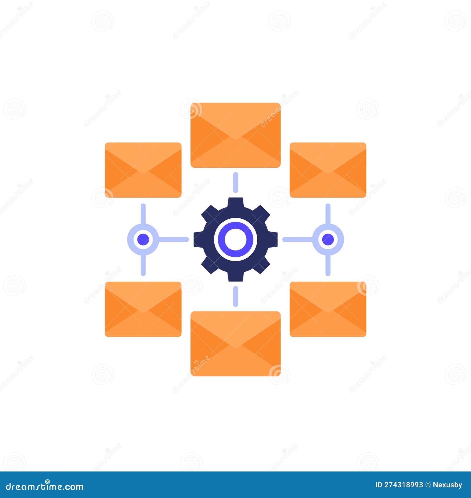 Email Automation Service Icon on White, Vector Stock Vector ...