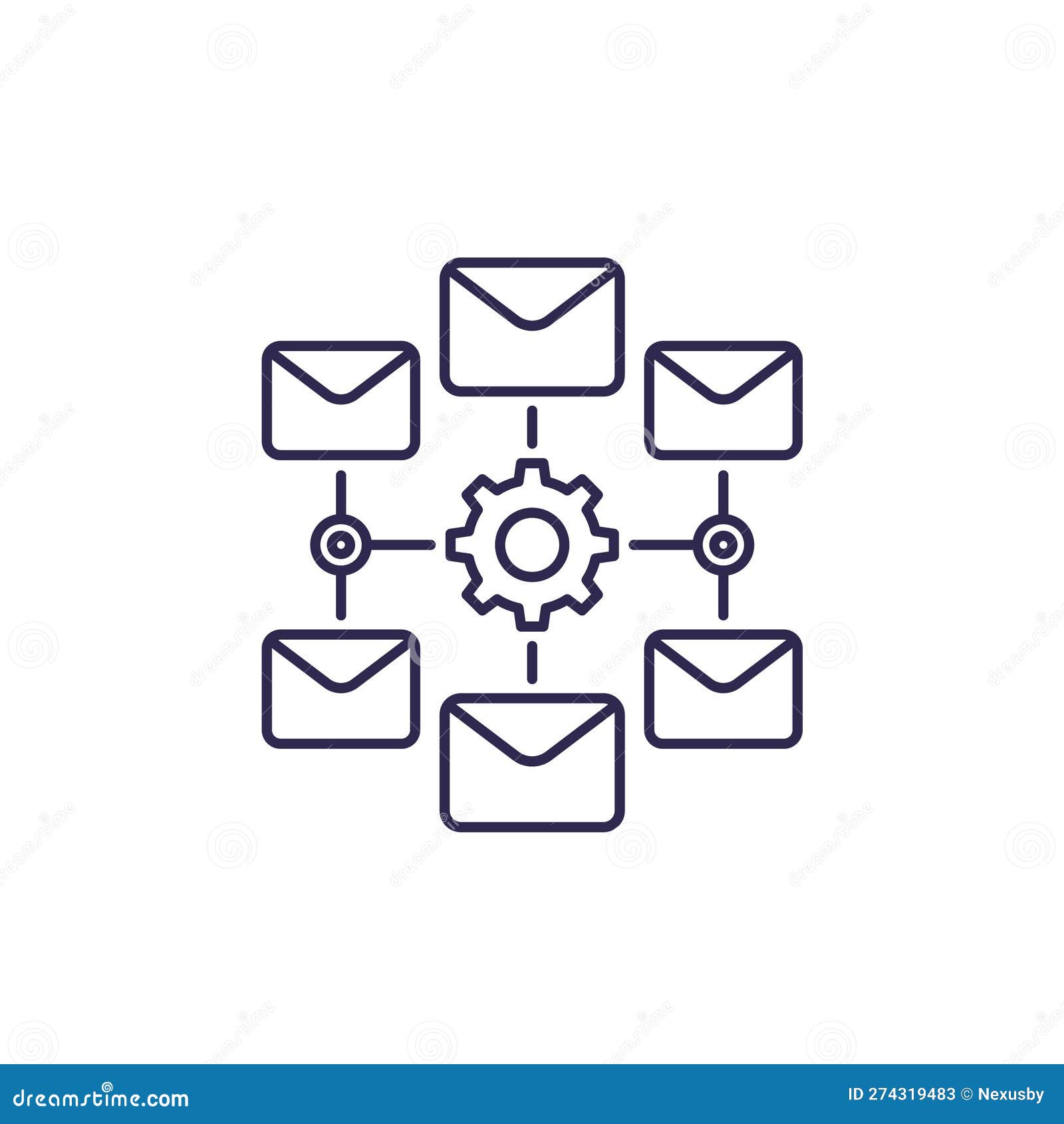 Email Automation Service Line Icon on White Stock Vector - Illustration ...