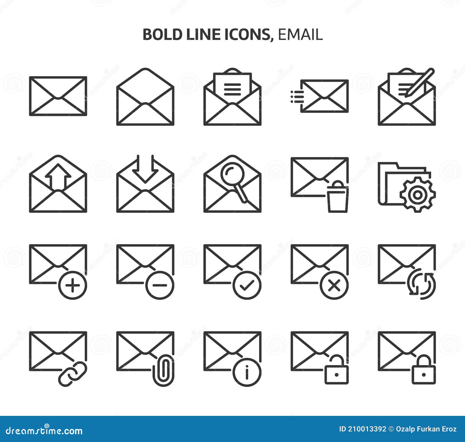 Email, bold line icons stock vector. Illustration of laptop - 210013392