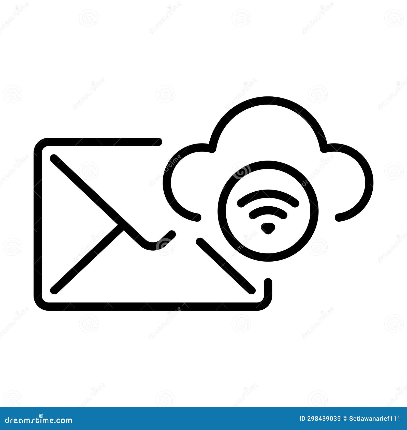 Email and Cloud Icon with Wifi Notif Stock Vector - Illustration of ...