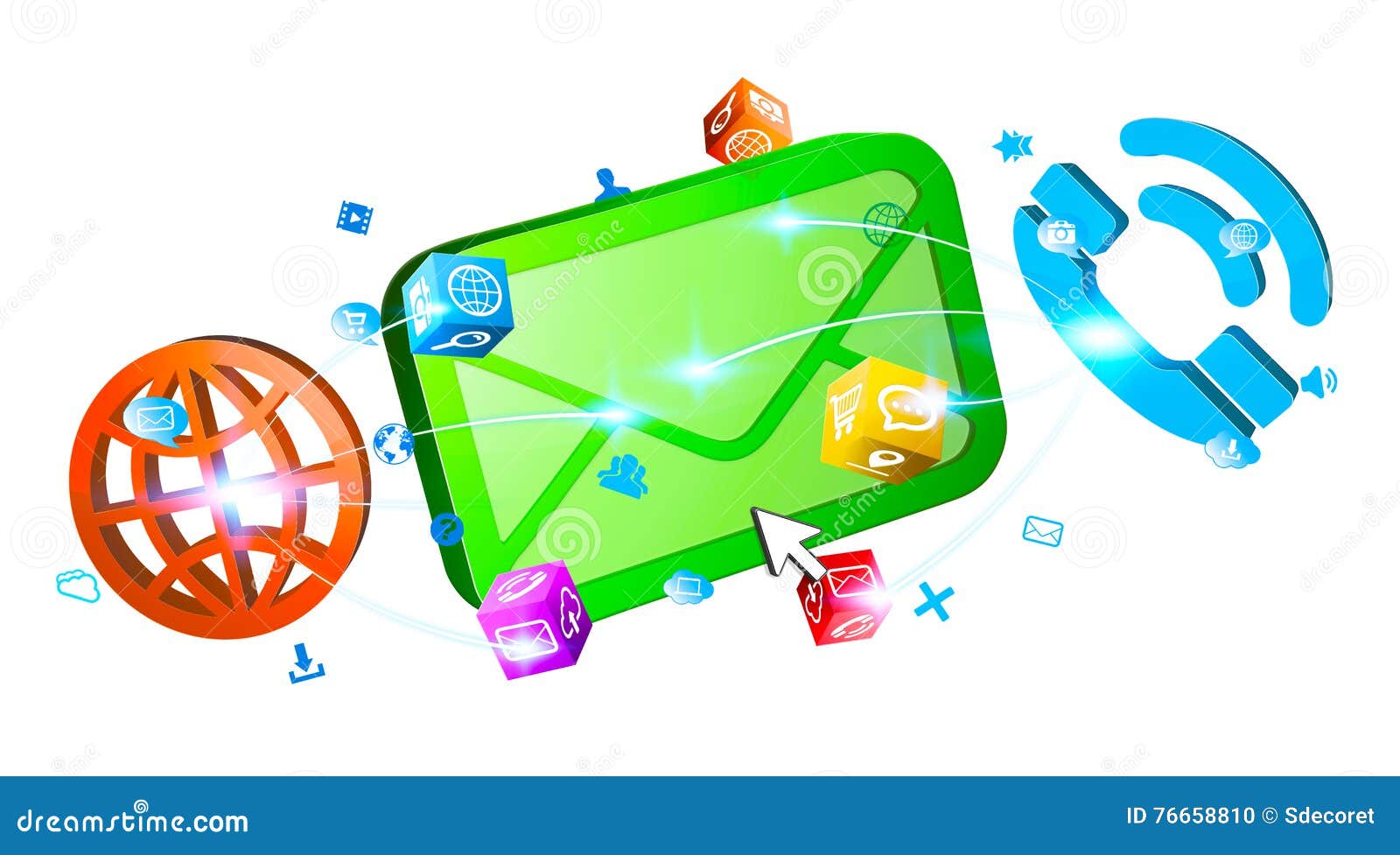 Email, Communication and Internet Application Stock Illustration ...