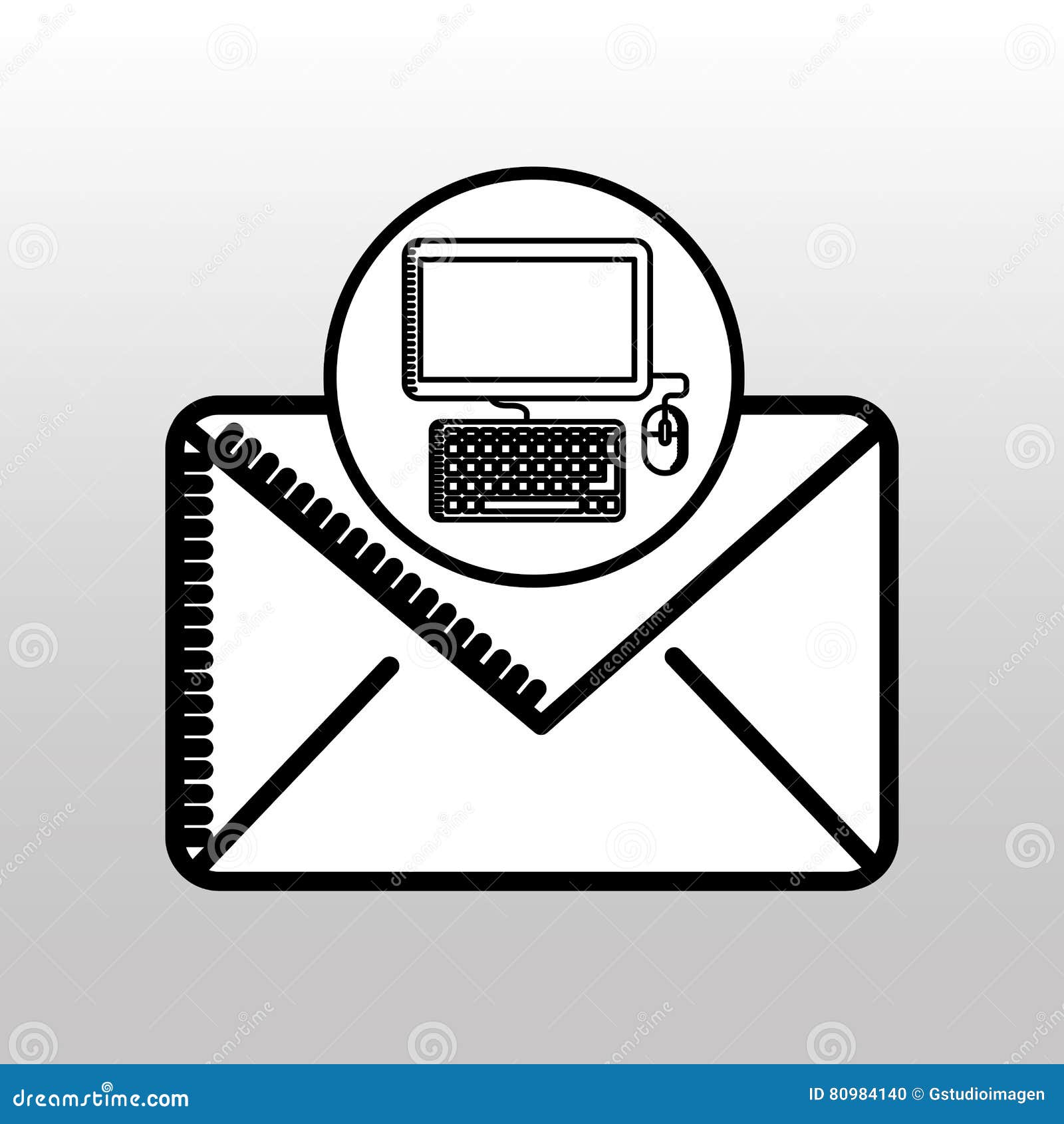 New Email On Computer Vector Illustration, Flat Cartoon Desktop Pc, E ...