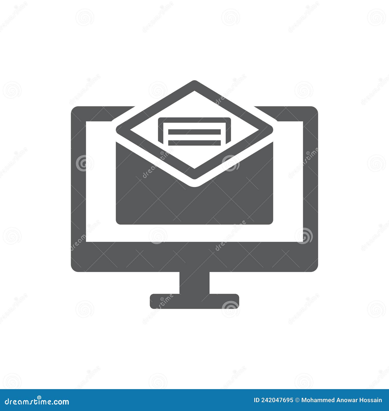 Computer Email Icon - Desktop Message Icon - Envelope Letter Icon Stock ...