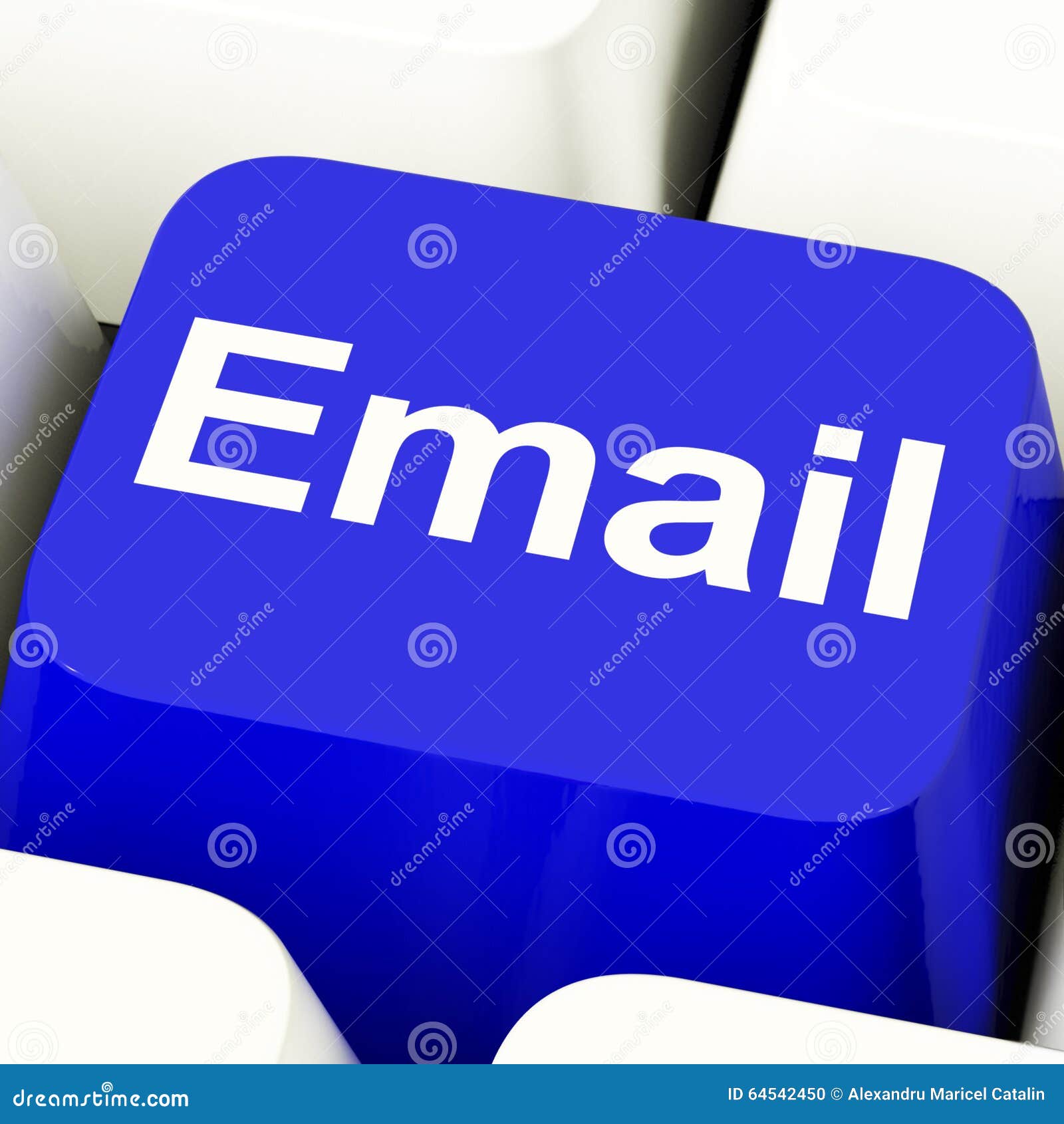 Email Computer Key in Blue for Emailing or Contacting Stock Photo ...