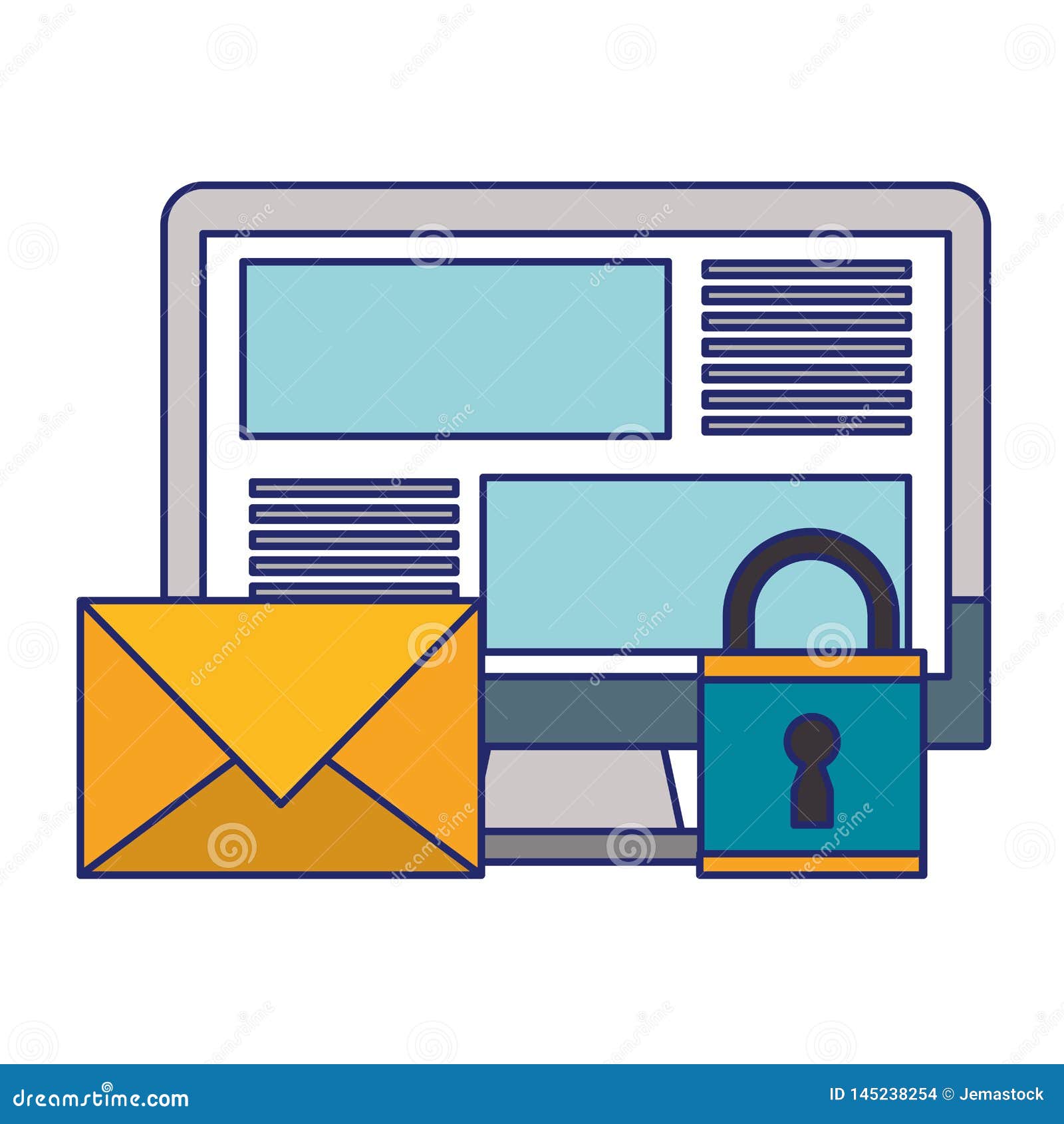 New Email On Computer Vector Illustration, Flat Cartoon Desktop Pc, E ...