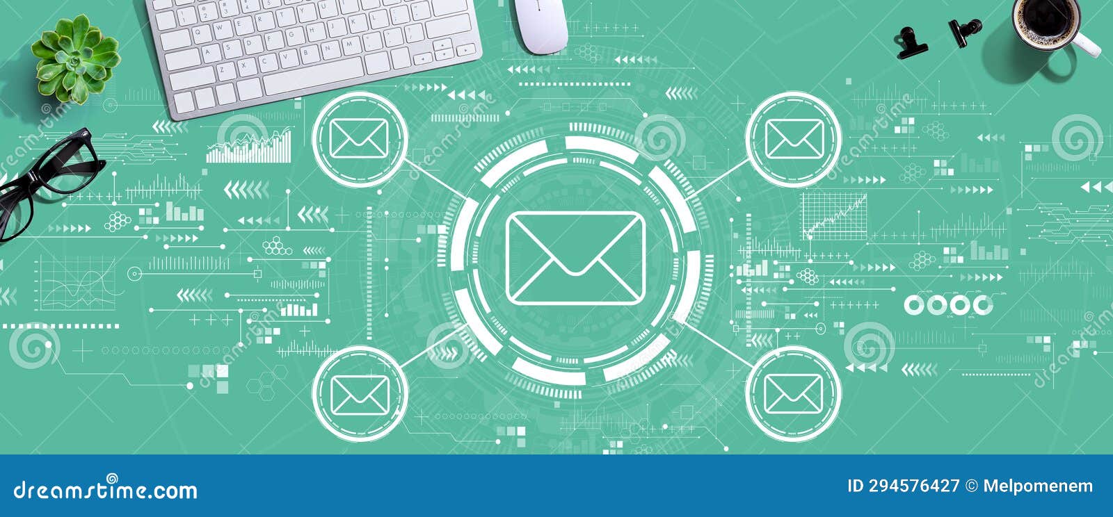 Email Concept with a Computer Keyboard Stock Image - Image of screen ...