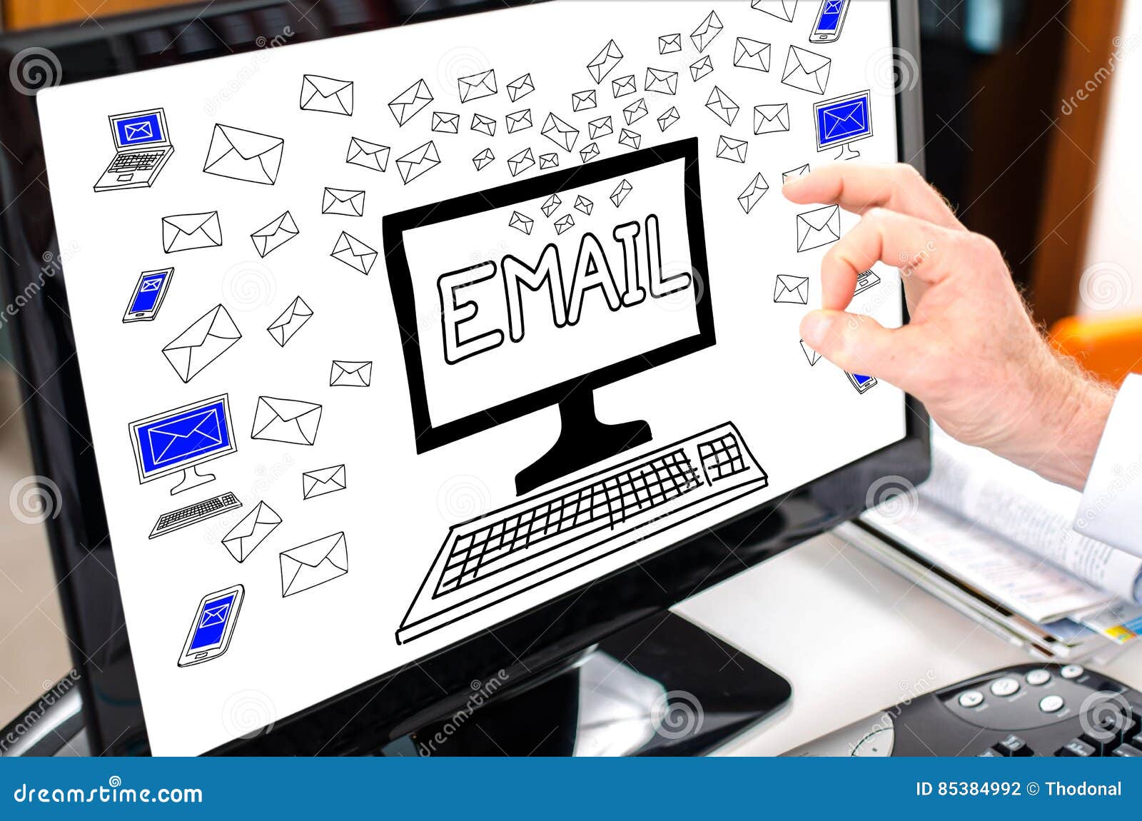 Email Concept on a Computer Monitor Stock Photo - Image of media ...