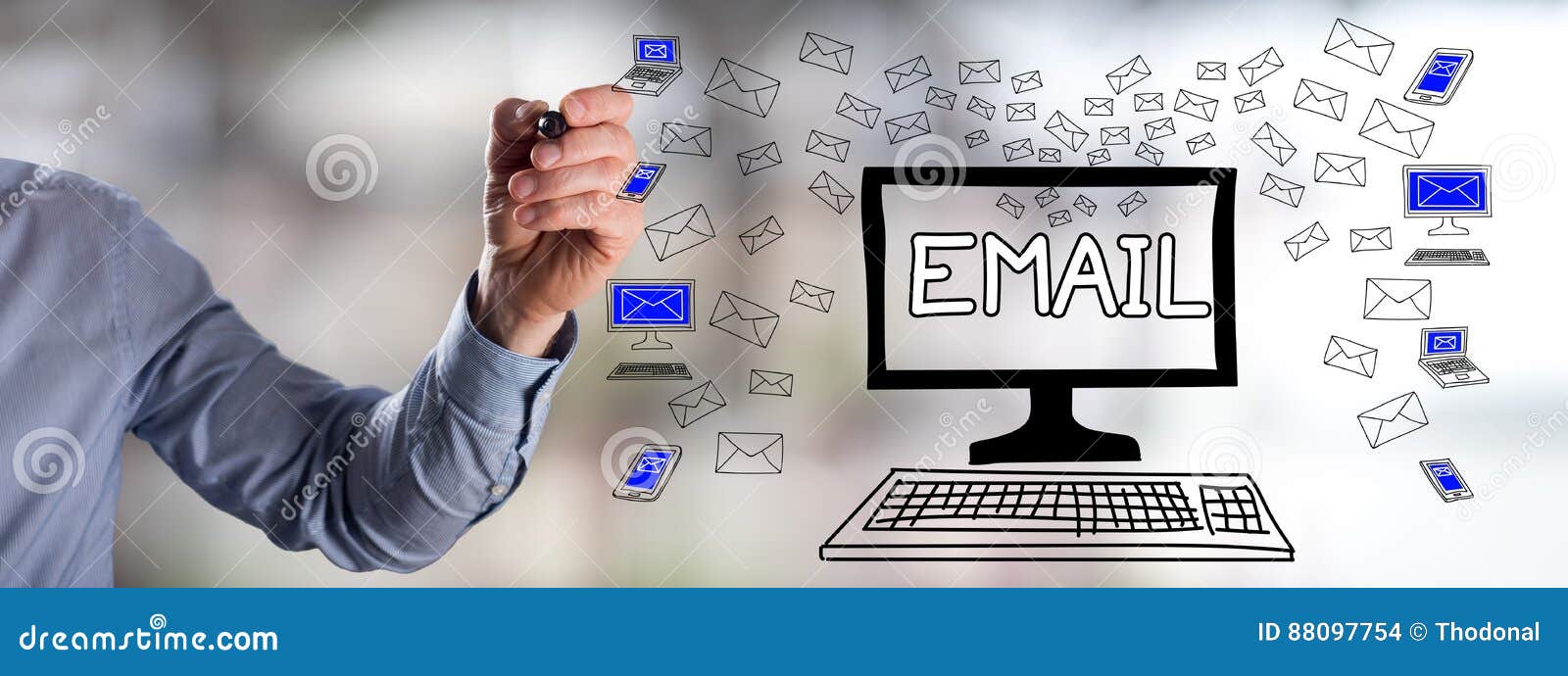 Email Concept Drawn by a Man Stock Photo - Image of social, writing ...