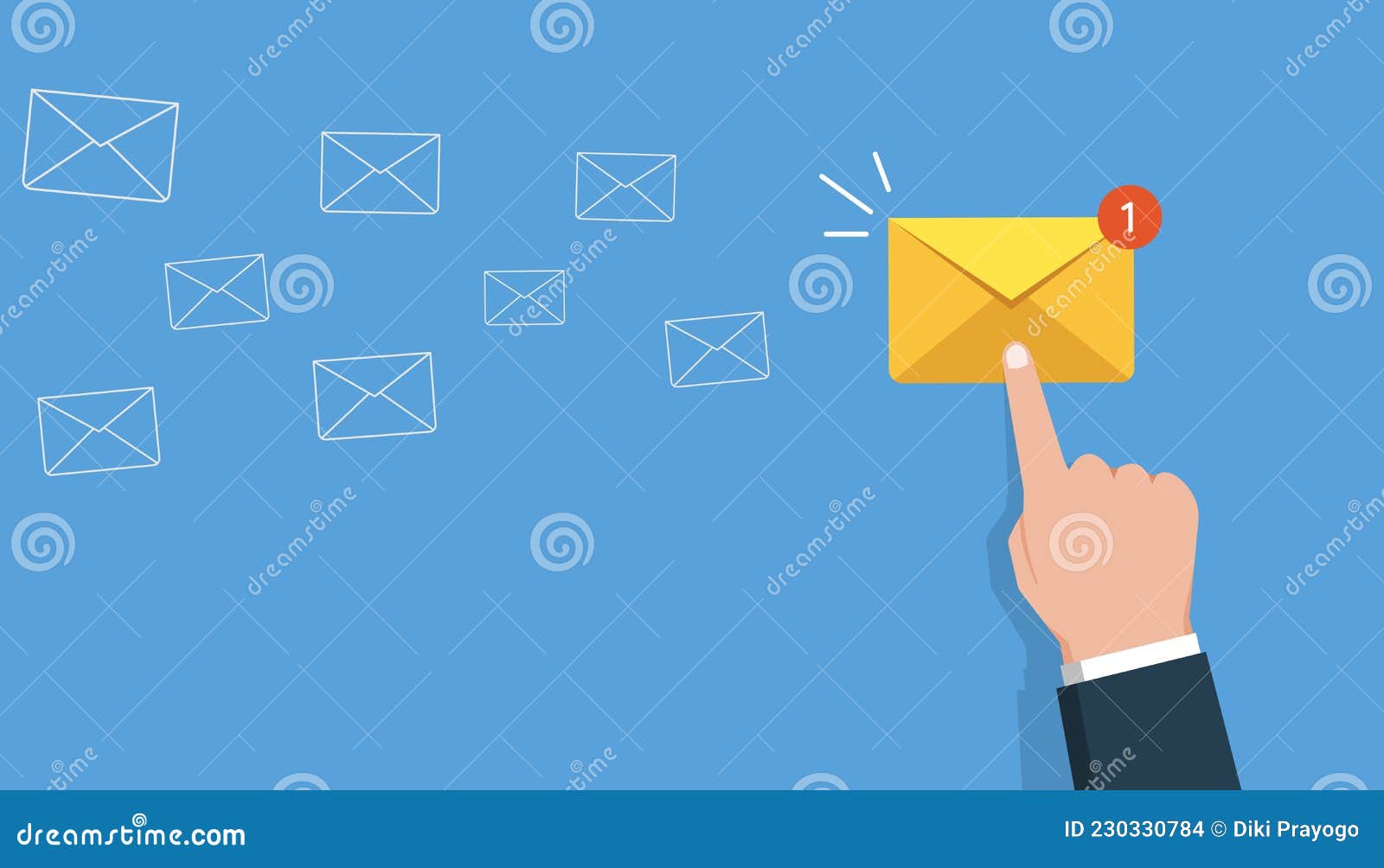 Email Concept, Finger Pointing on Email with Notification Symbol Stock ...