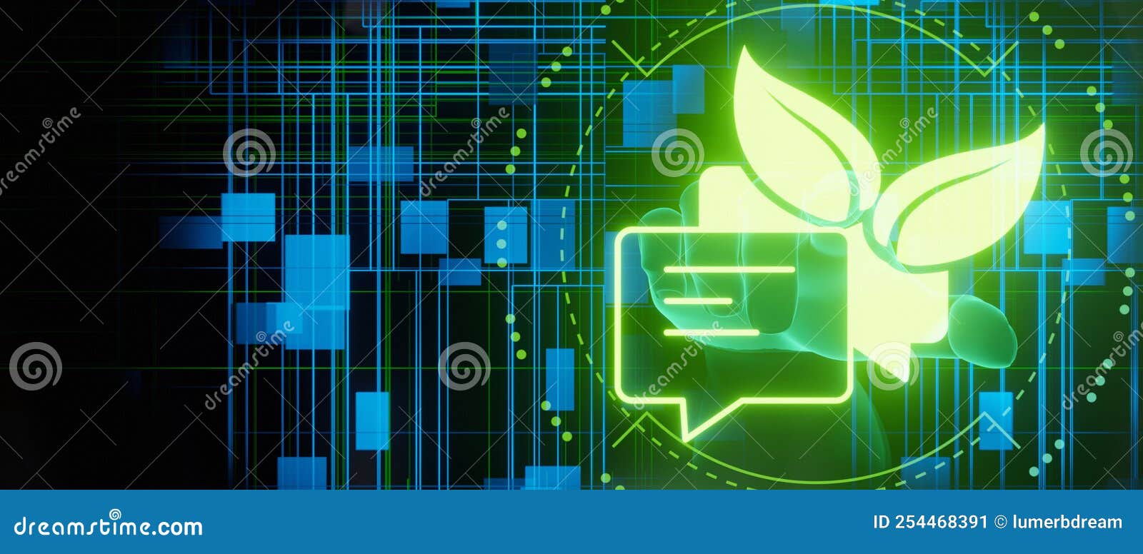 Email Concept Green Technology Message 3D Render Stock Illustration ...