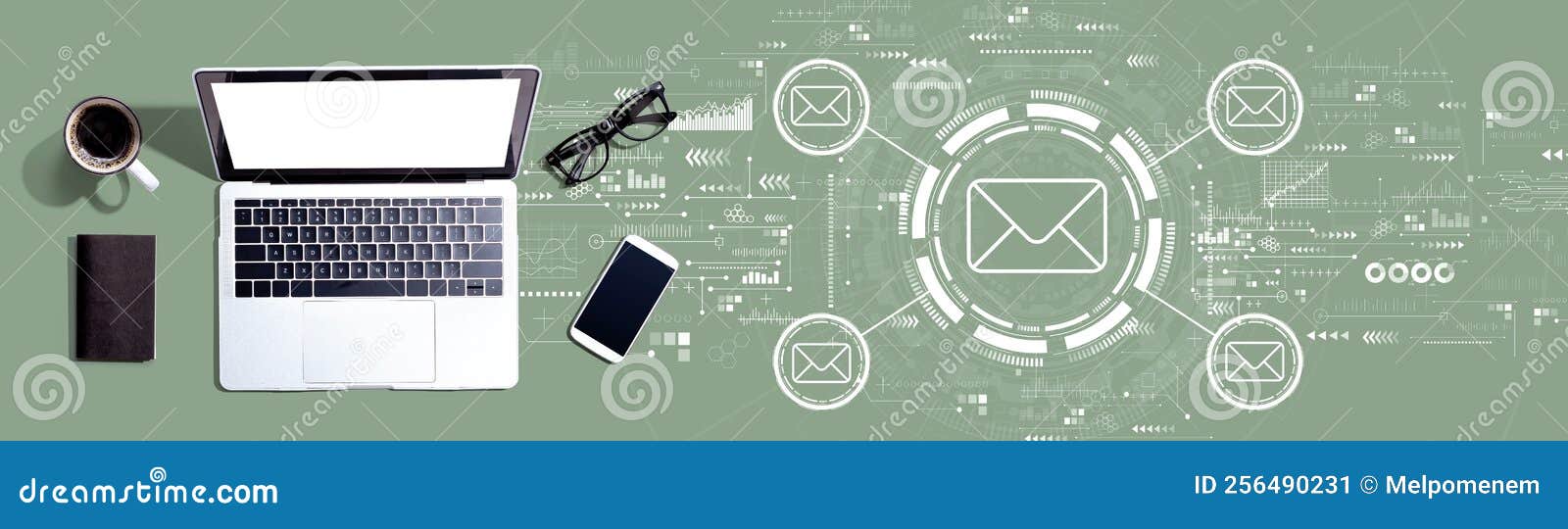 Email Concept with a Laptop Computer Stock Image - Image of desk, cyber ...