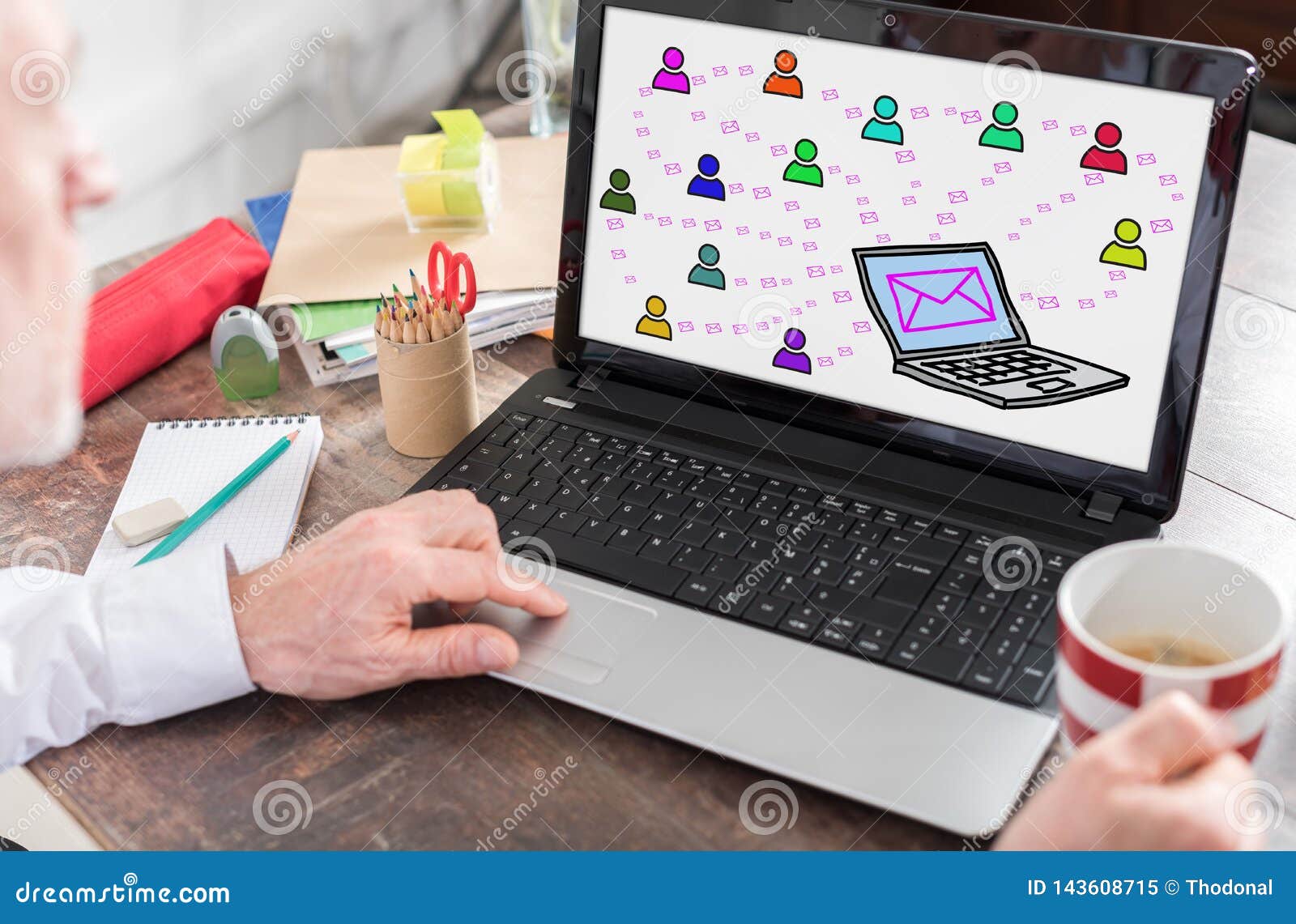 Email Concept on a Laptop Screen Stock Image - Image of hands ...