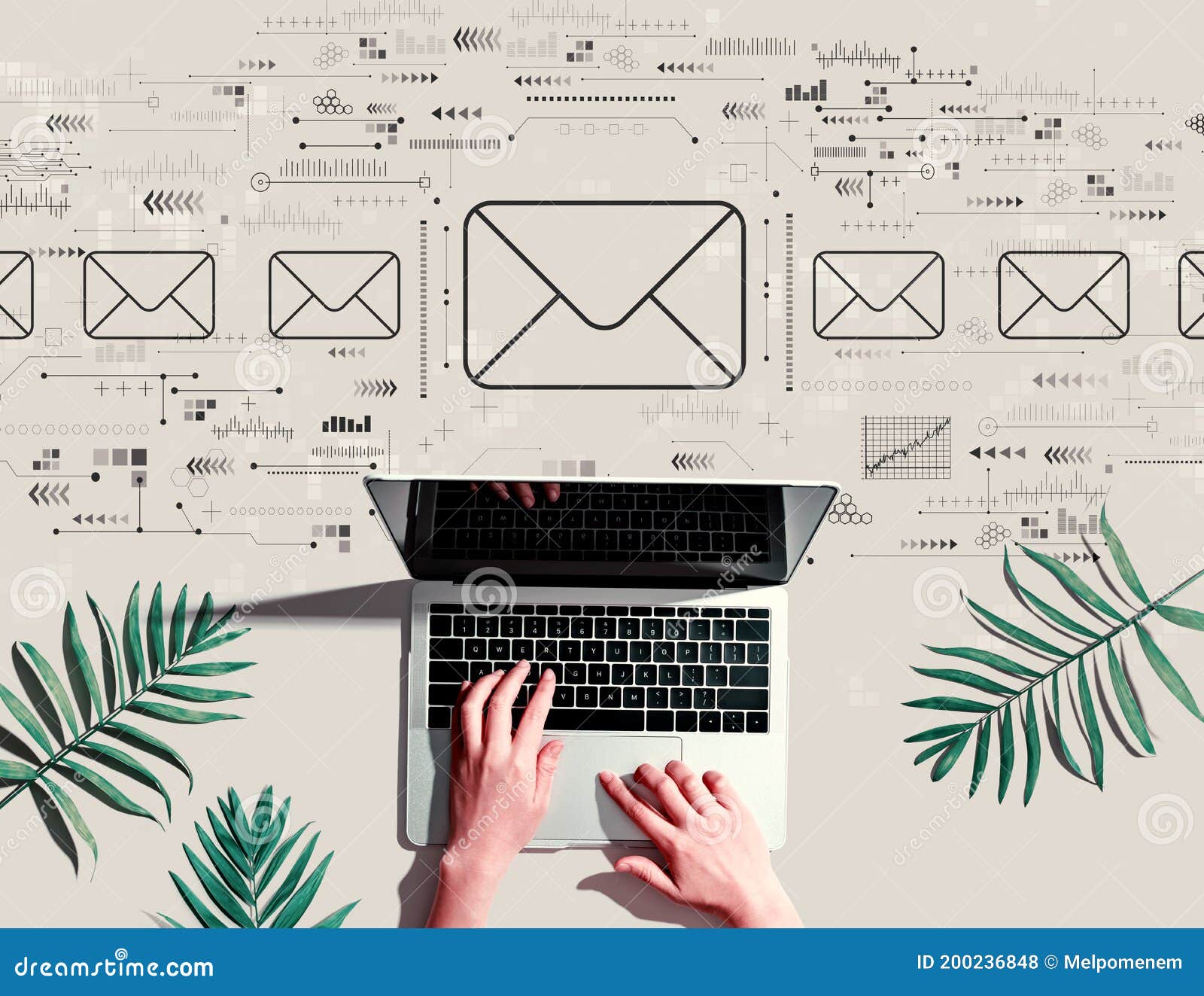 Email Concept with Person Using a Laptop Stock Photo - Image of plant ...