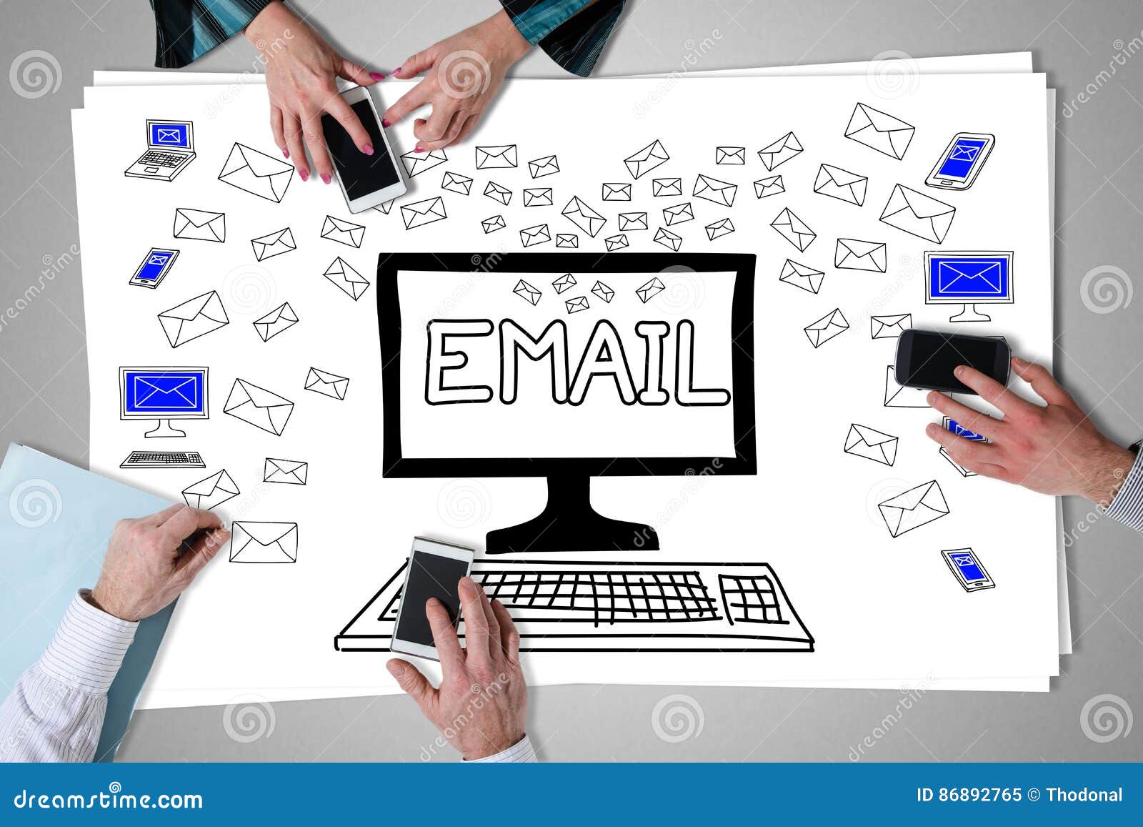 Email Concept Placed on a Desk Stock Image - Image of icon, envelope ...