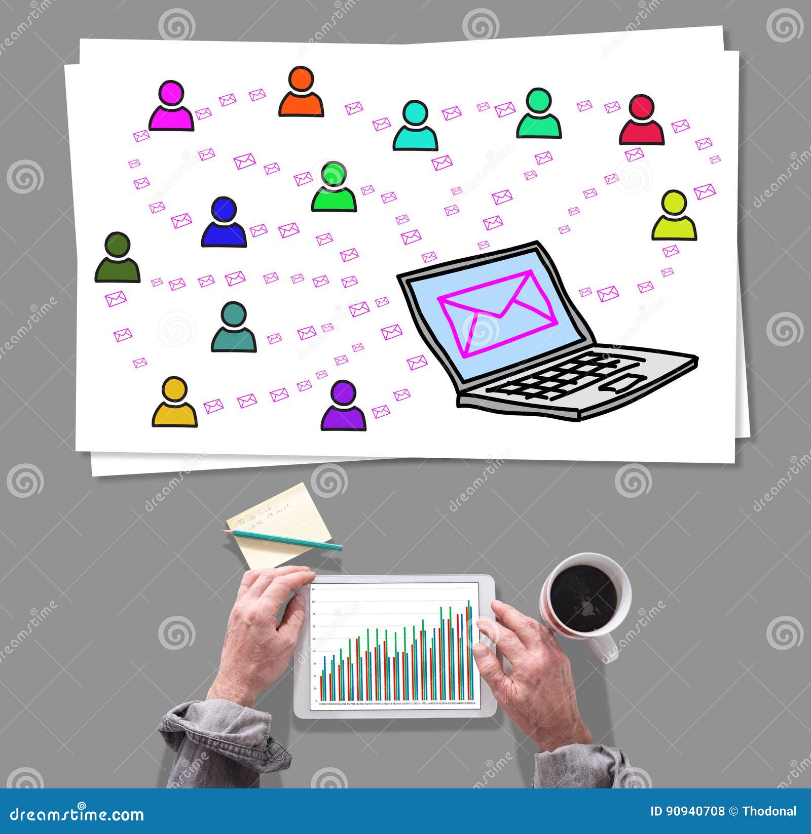 Email Concept Placed on a Desk Stock Photo - Image of hand, message ...