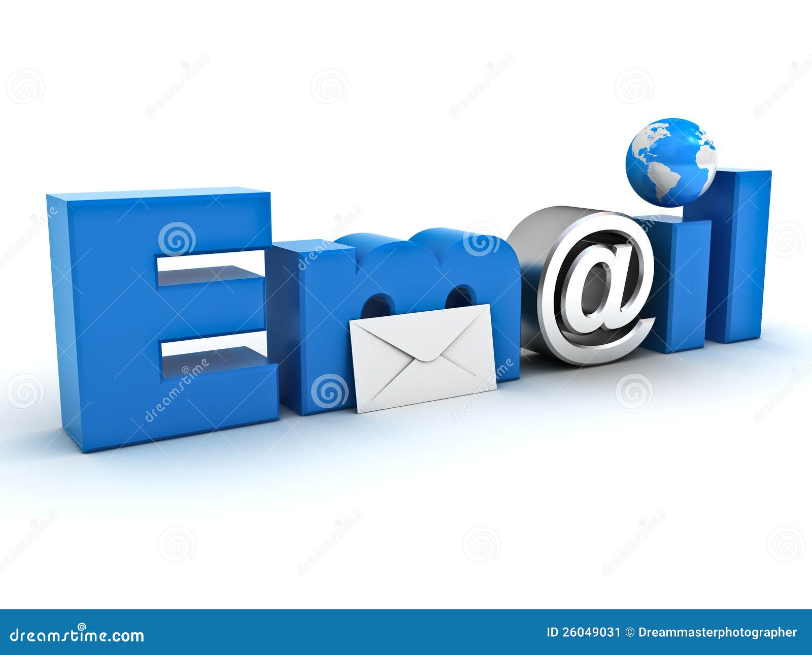 Email Concept, Word Email with Envelope, Globe Map Stock Illustration ...