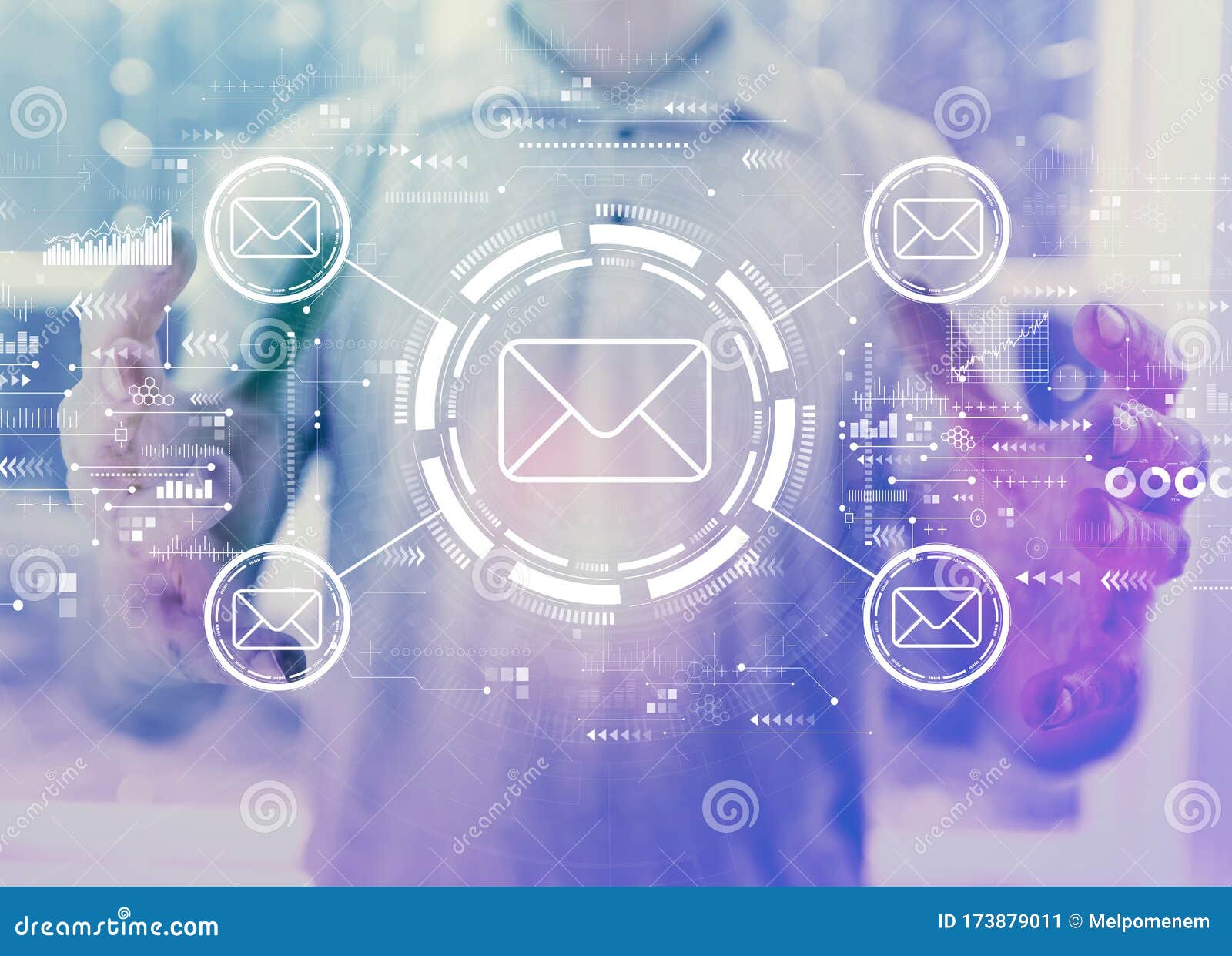 Email Concept with Young Man Stock Image - Image of line, message ...