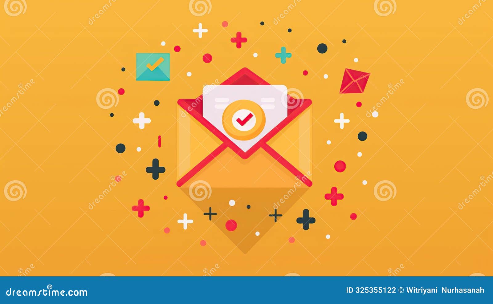 Email Confirmation: Open Envelope with Check Mark Stock Illustration ...