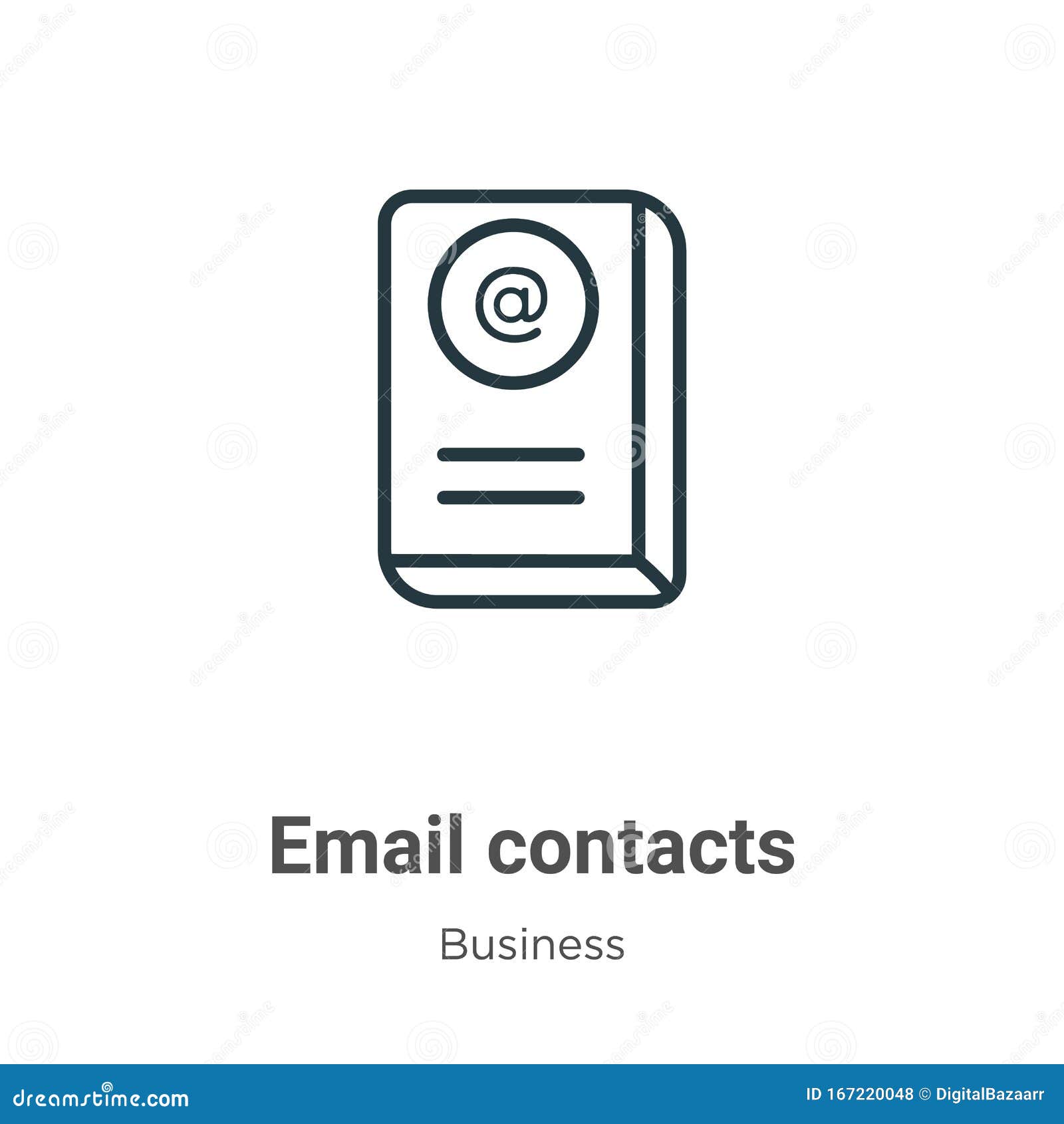 Email Contacts Outline Vector Icon. Thin Line Black Email Contacts Icon ...