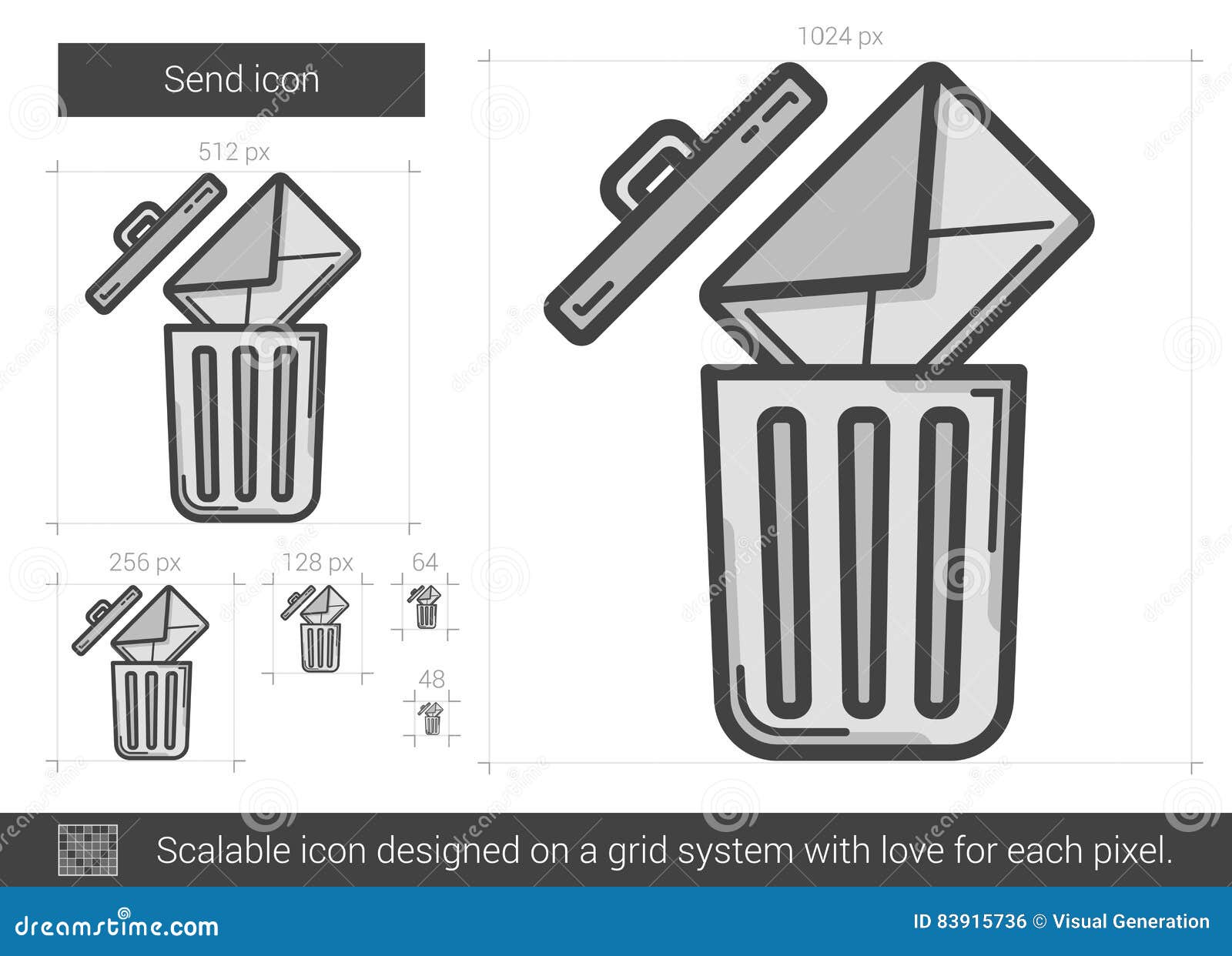 Email delete line icon. stock vector. Illustration of linear - 83915736