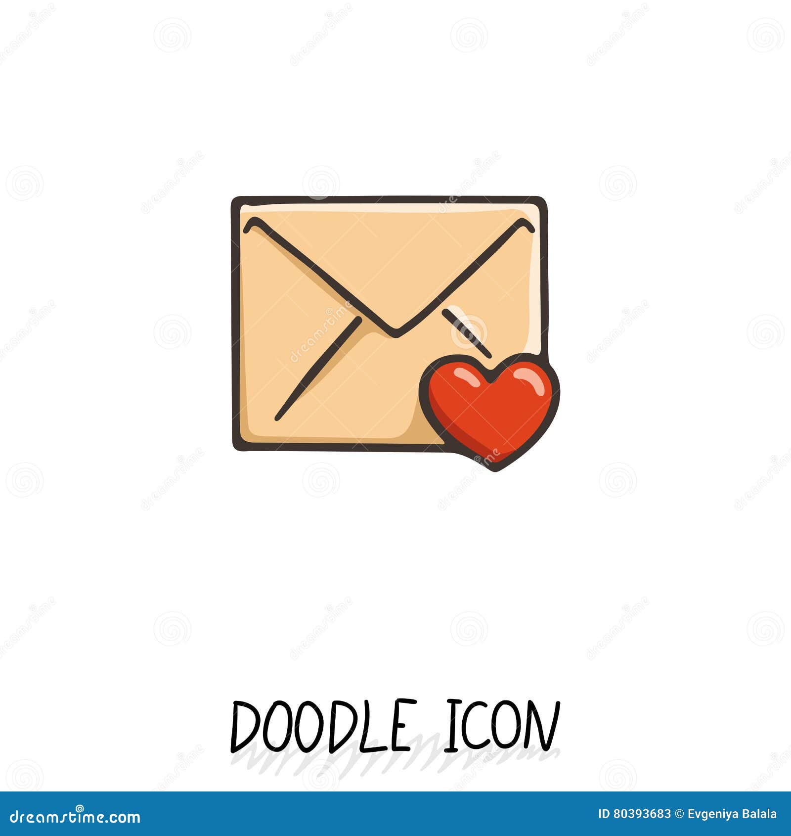 Email Doodle Icon. Vector Pictogram Stock Vector - Illustration of ...
