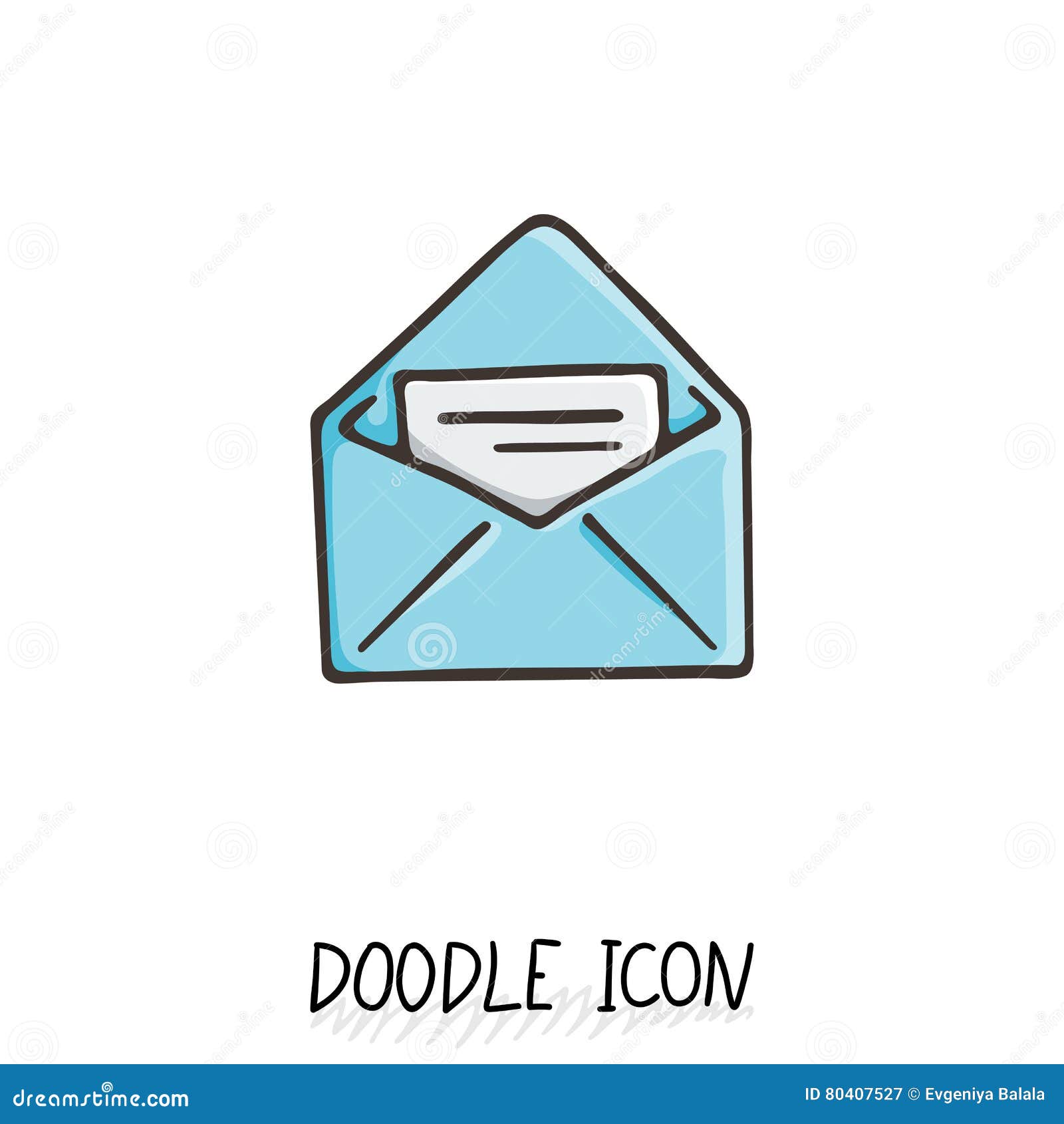 Email Doodle Icon. Vector Pictogram Stock Vector - Illustration of ...