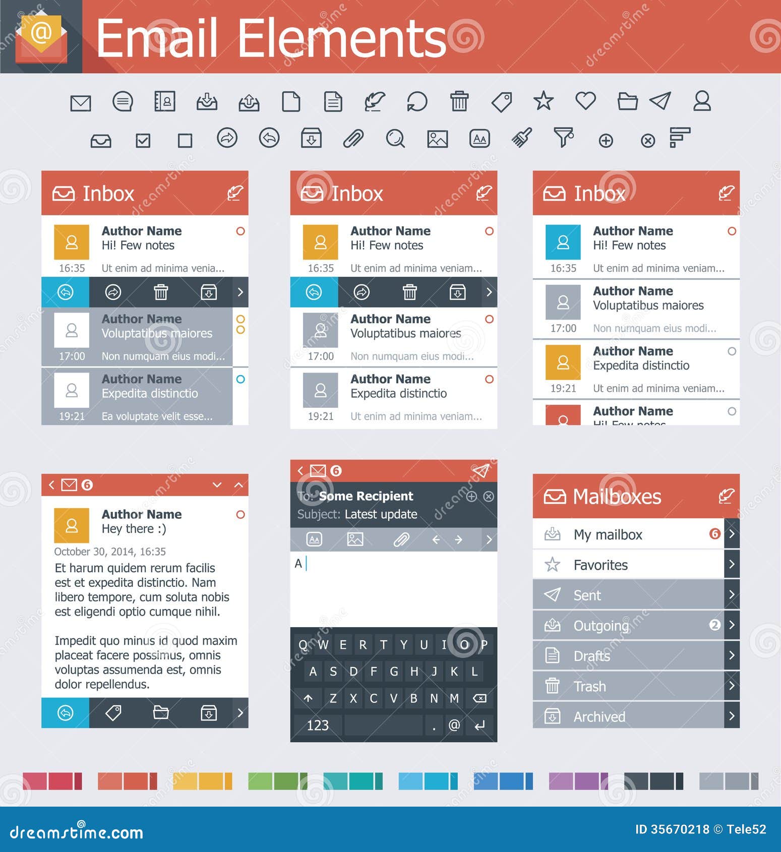 Email elements stock vector. Illustration of minimal - 35670218