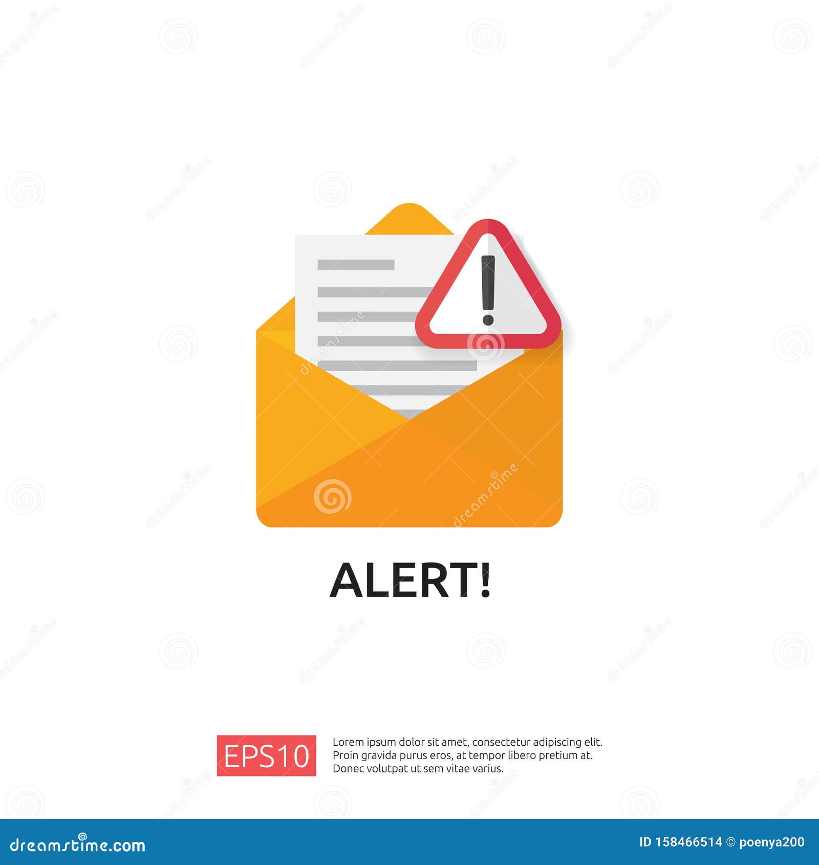 Email Envelope Attention Warning Attacker Alert Sign with Exclamation ...