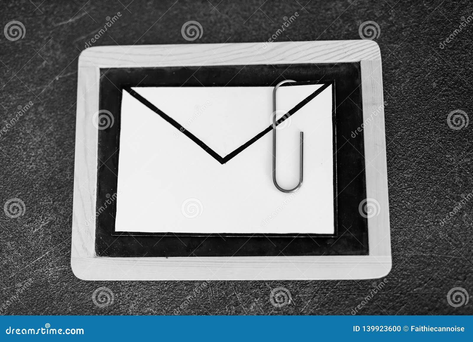 Email Envelope on Blackboard with Paper Clip Symbol of Attachment Stock ...