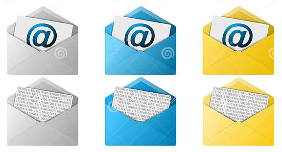 Email Envelope Buttons stock illustration. Illustration of mail - 6456789