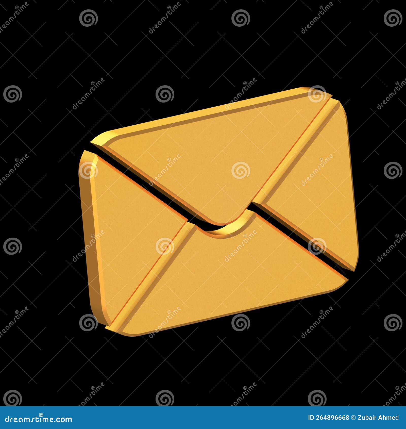 Email, Envelope 3D Icon Isolated on Transparent Background, Gold ...