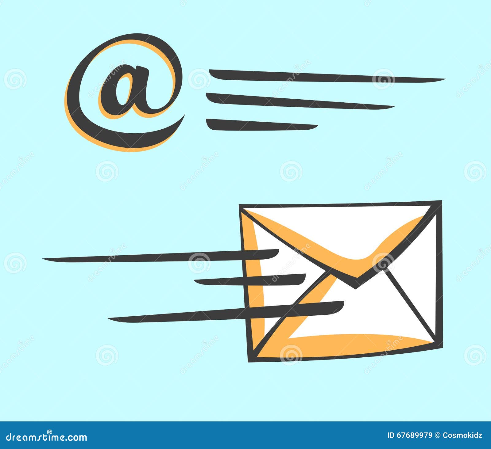 Email Envelope Icon in a Motion. Cartoon Pop Art Style Stock ...