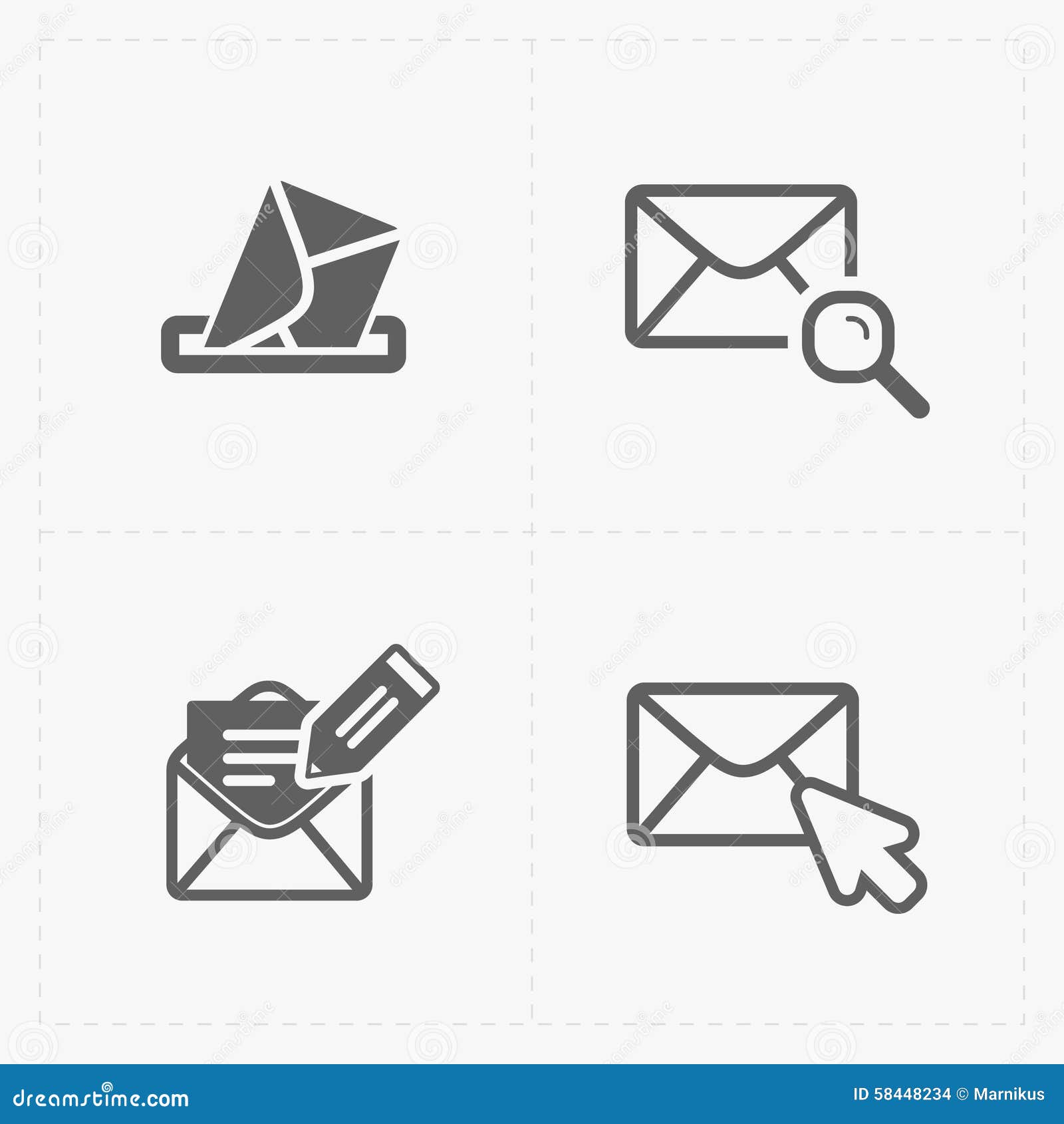 Email and Envelope Icons on White Background Stock Vector ...