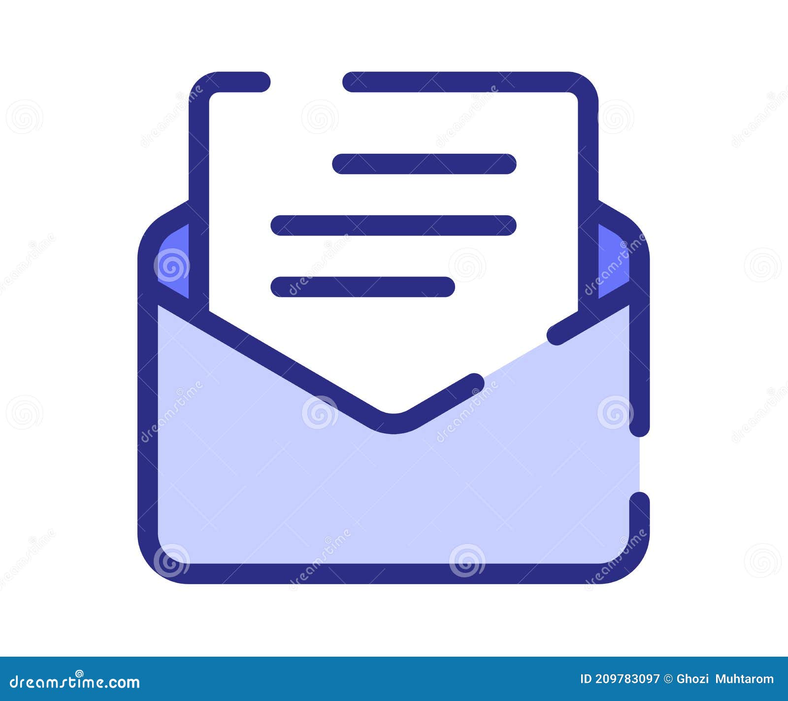 Email Envelope Letter Single Isolated Icon with Dashed Line or Dash ...