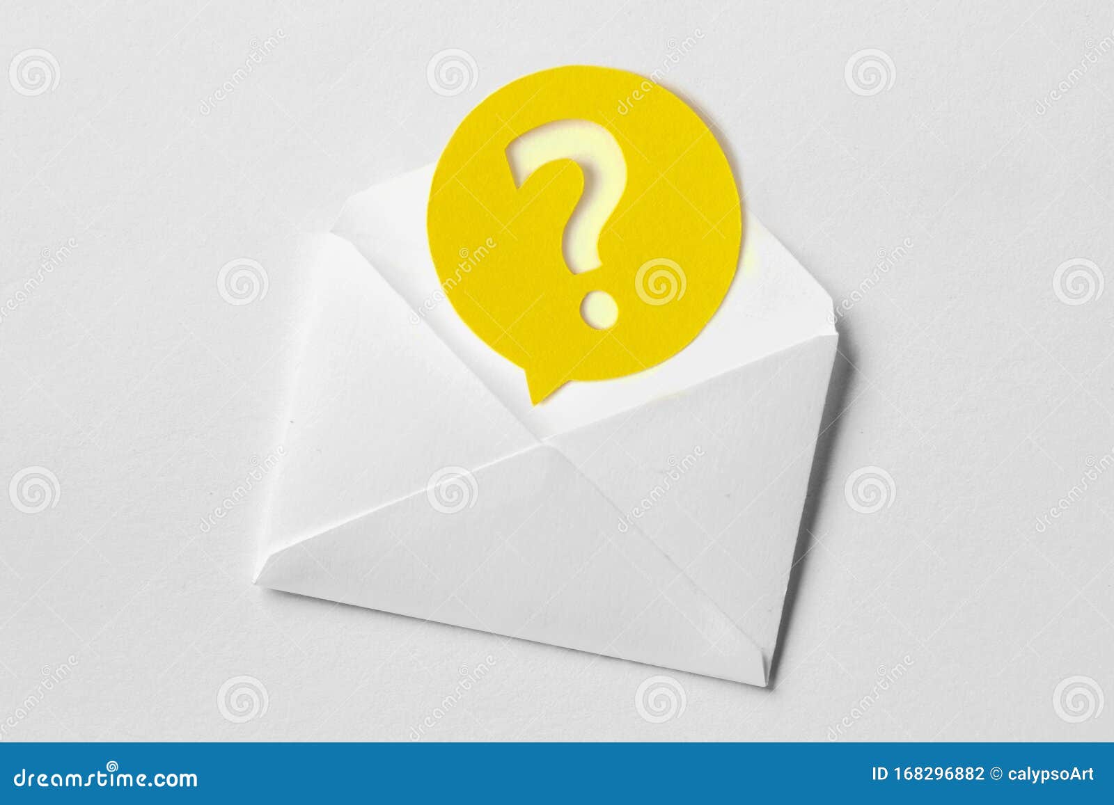 Email Envelope with Question Mark Speech Bubble on White Background ...
