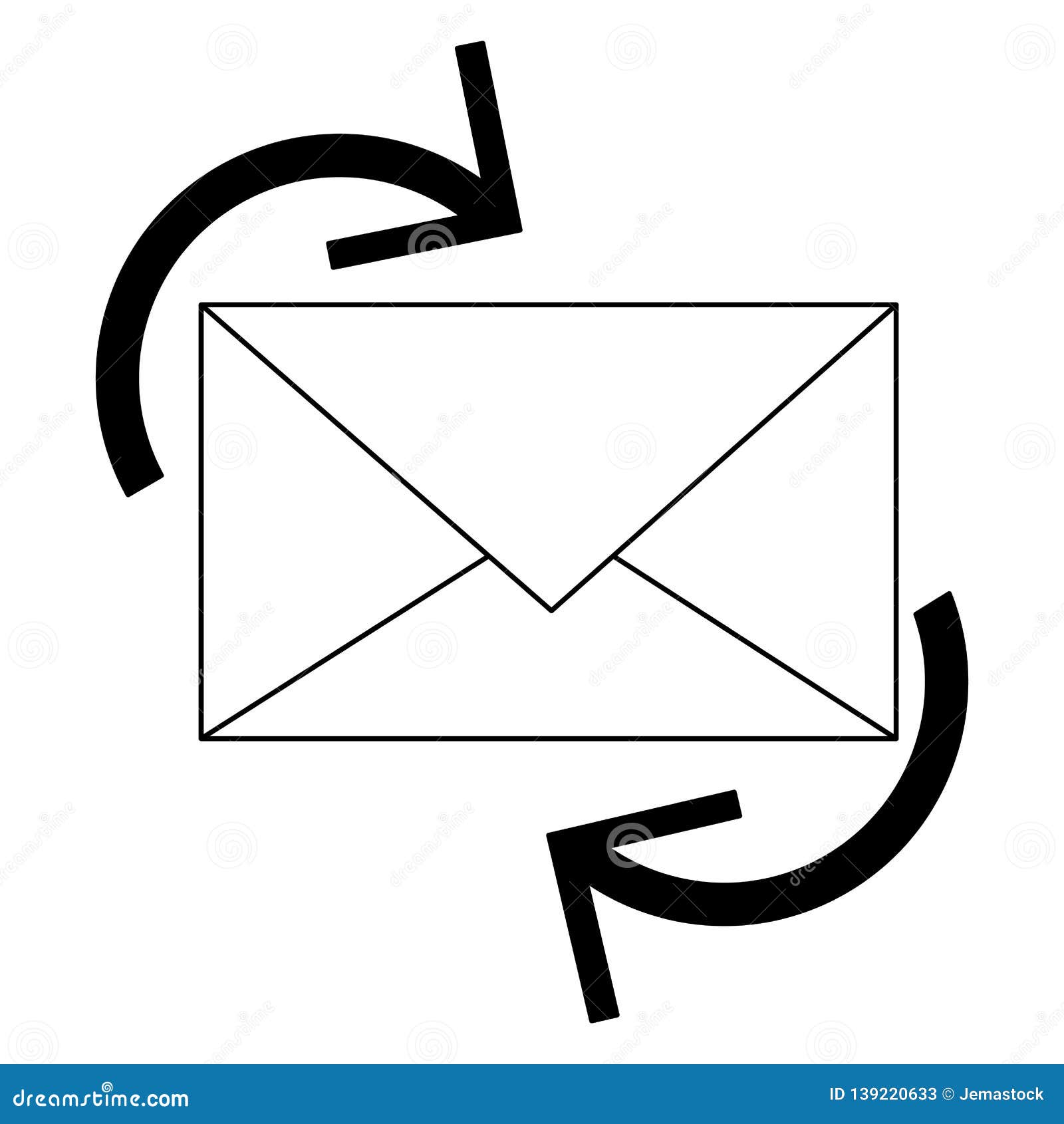 Email Envelope with Send and Receive Arrows in Black and White Stock ...
