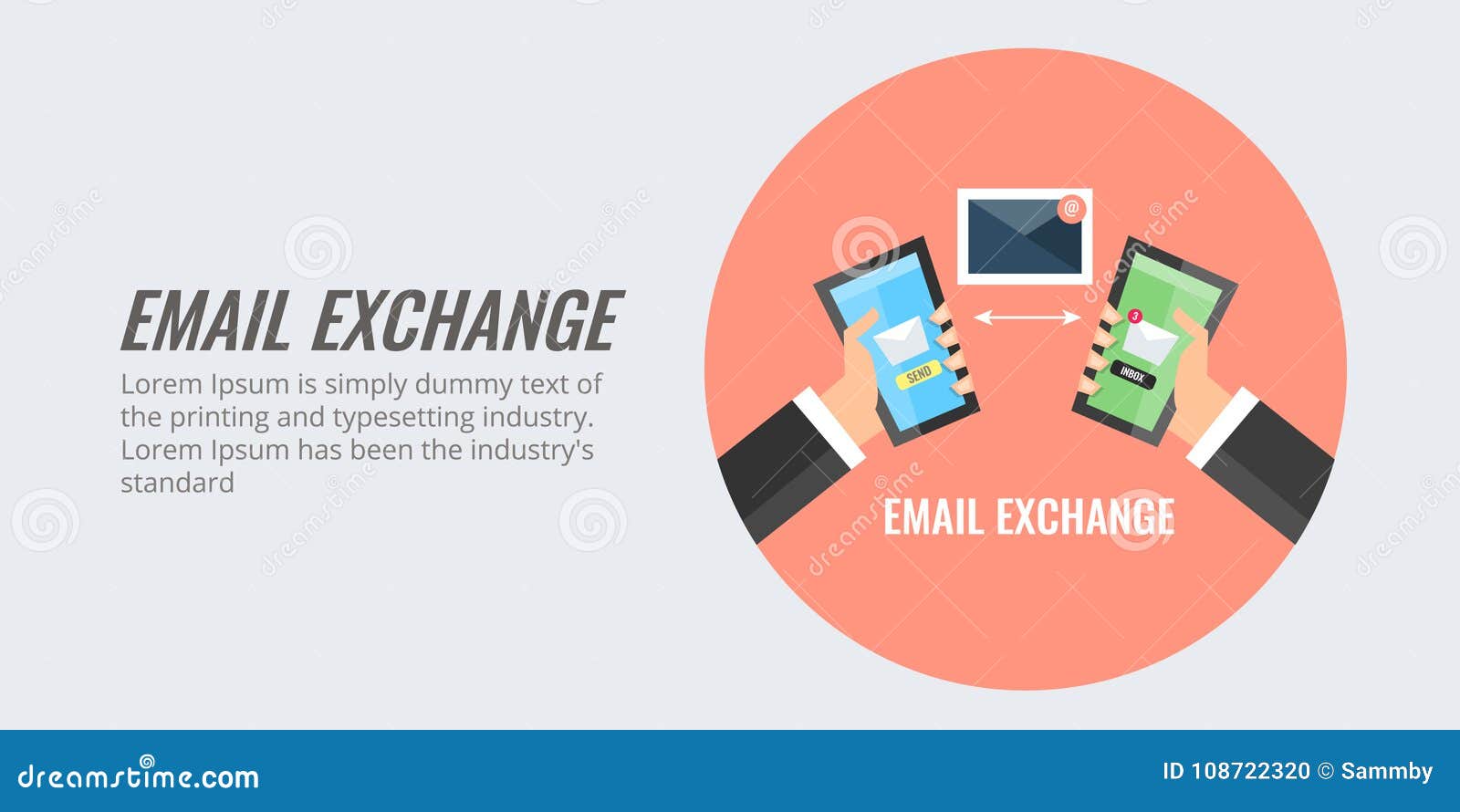 Businessmen Exchanging Information Via Sending Emails. Flat Design ...