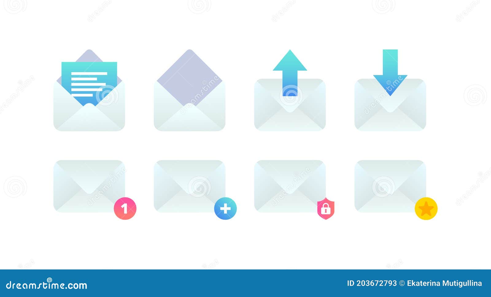 Unread Incoming Letter Email Enclosed Envelope Purple Button Isometric ...