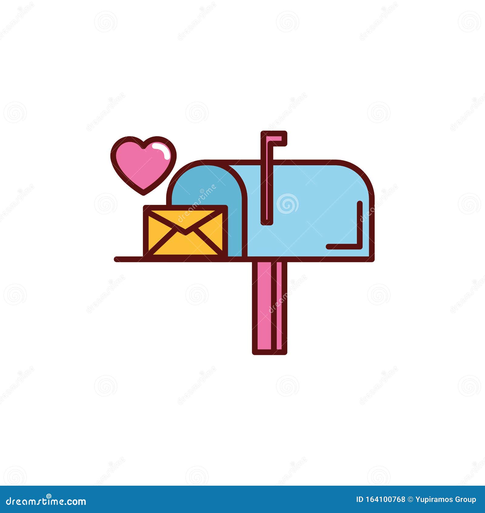Email Heart Message Romantic Passion Love Flat Line Stock Vector ...
