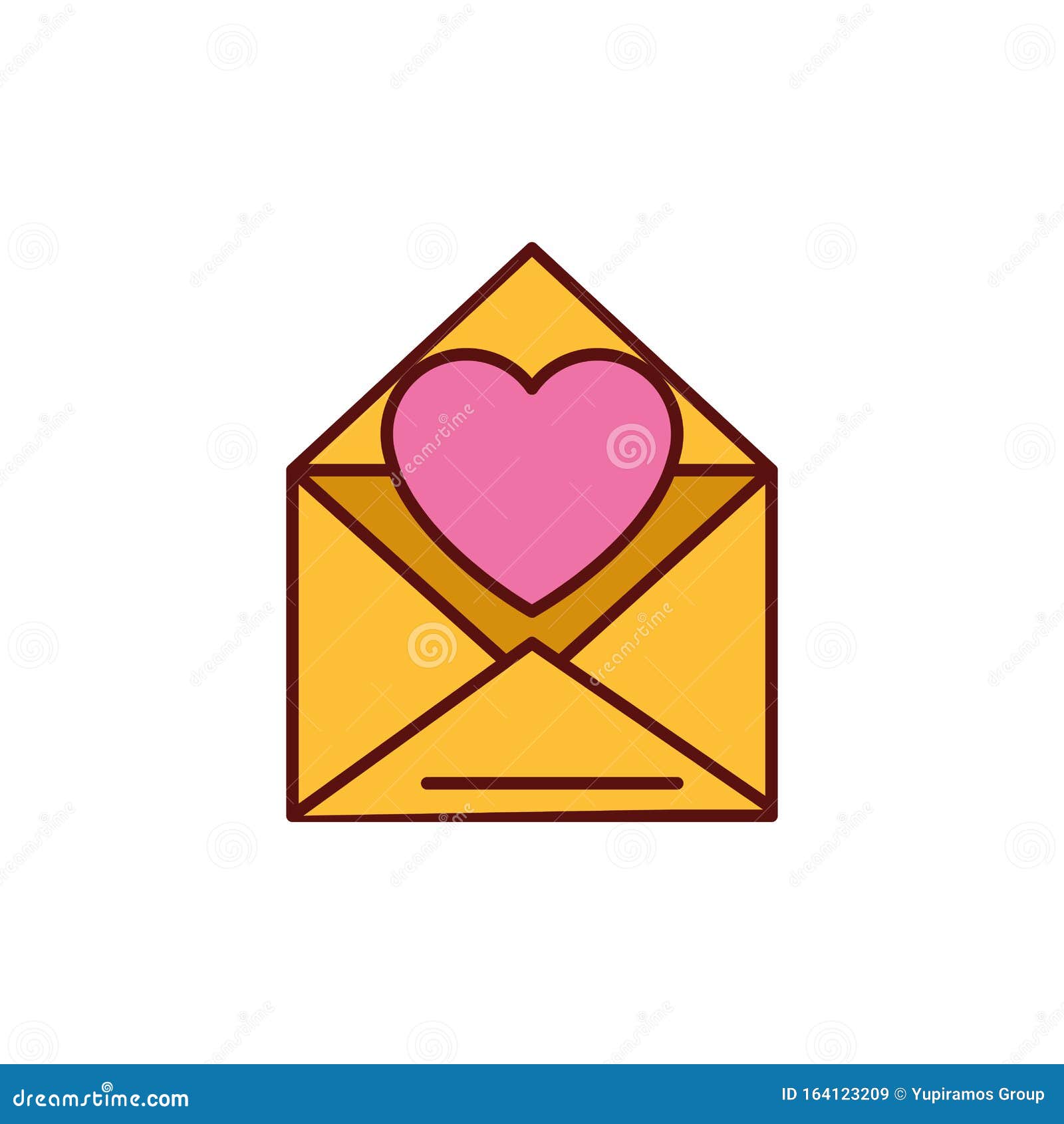 Email Heart Message Romantic Passion Love Flat Line Stock Vector ...