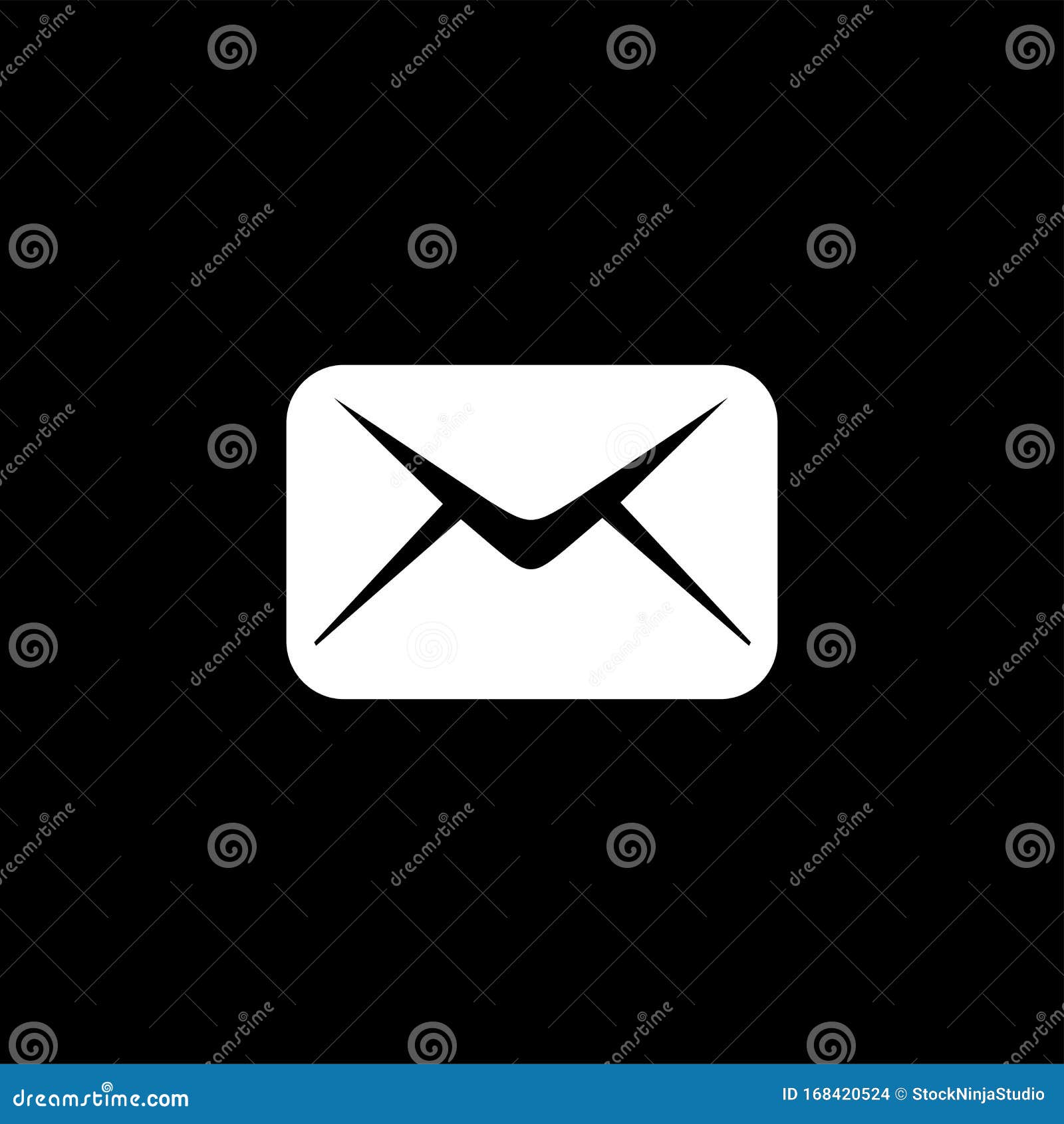 Email Icon on Black Background. Black Flat Style Vector Illustration ...