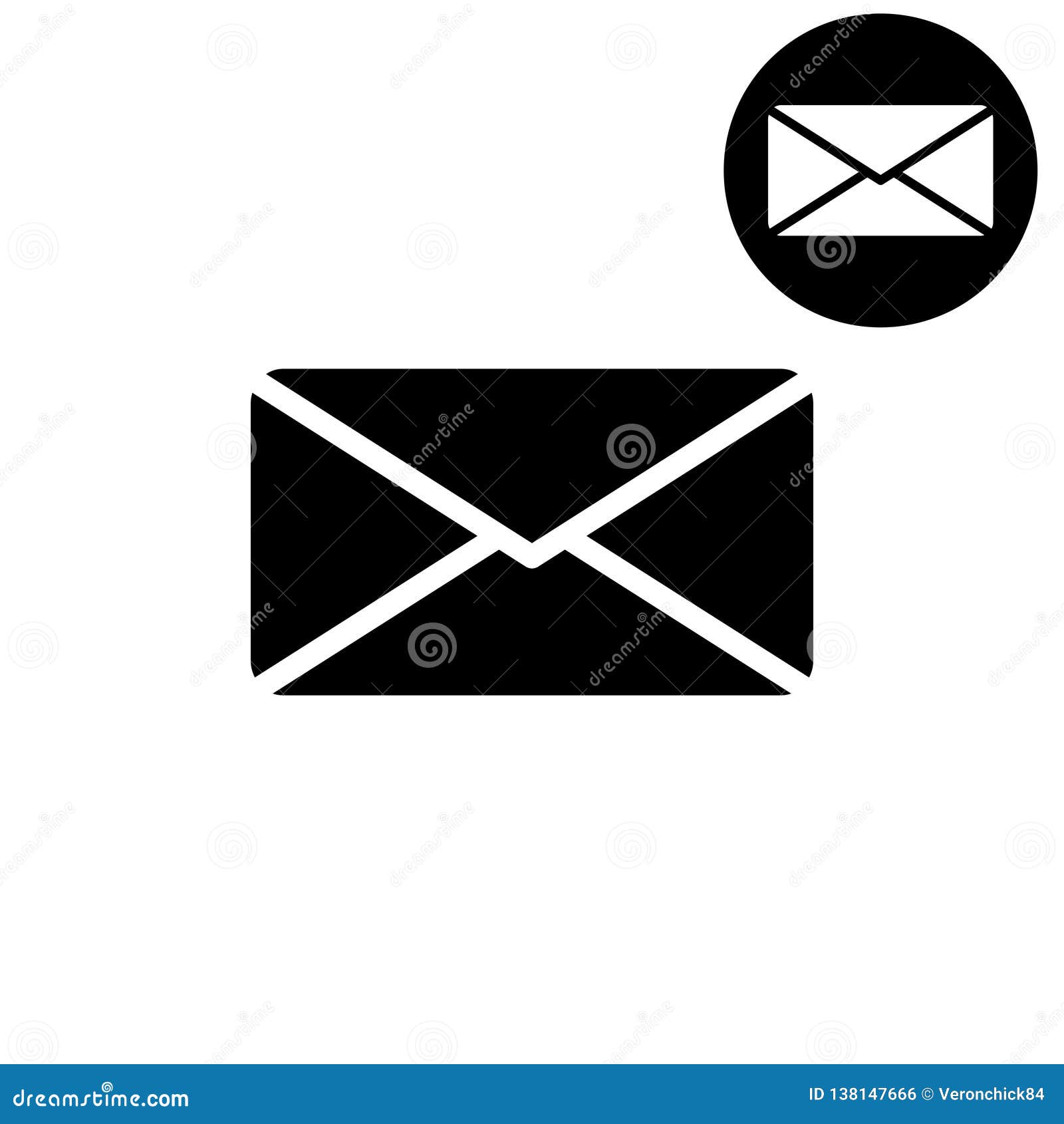 Email Icon, Black and White Icons for Web Design Stock Vector ...