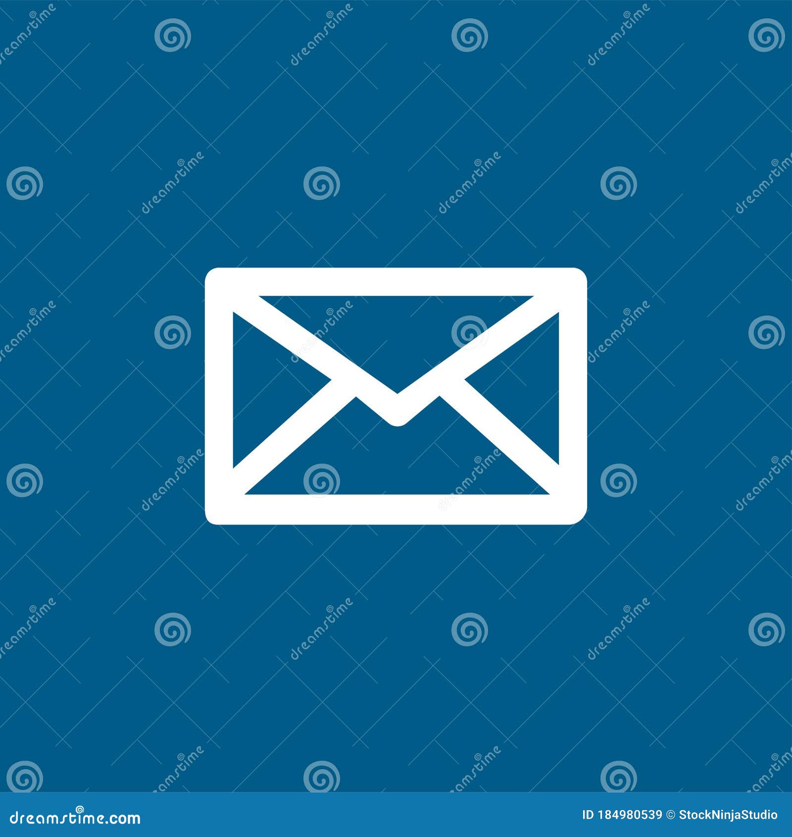 Email Icon on Blue Background. Blue Flat Style Vector Illustration ...