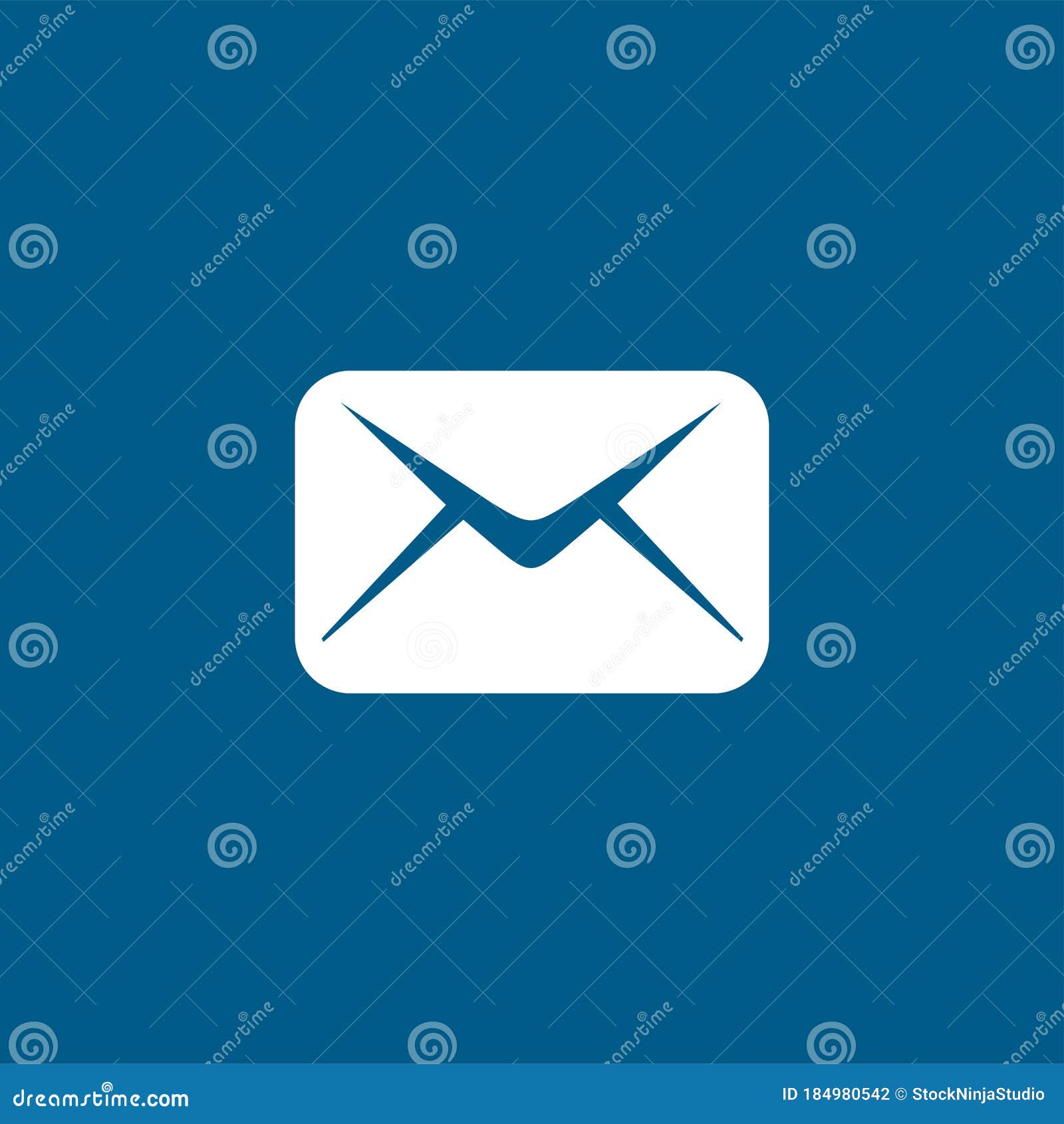 Email Icon on Blue Background. Blue Flat Style Vector Illustration ...