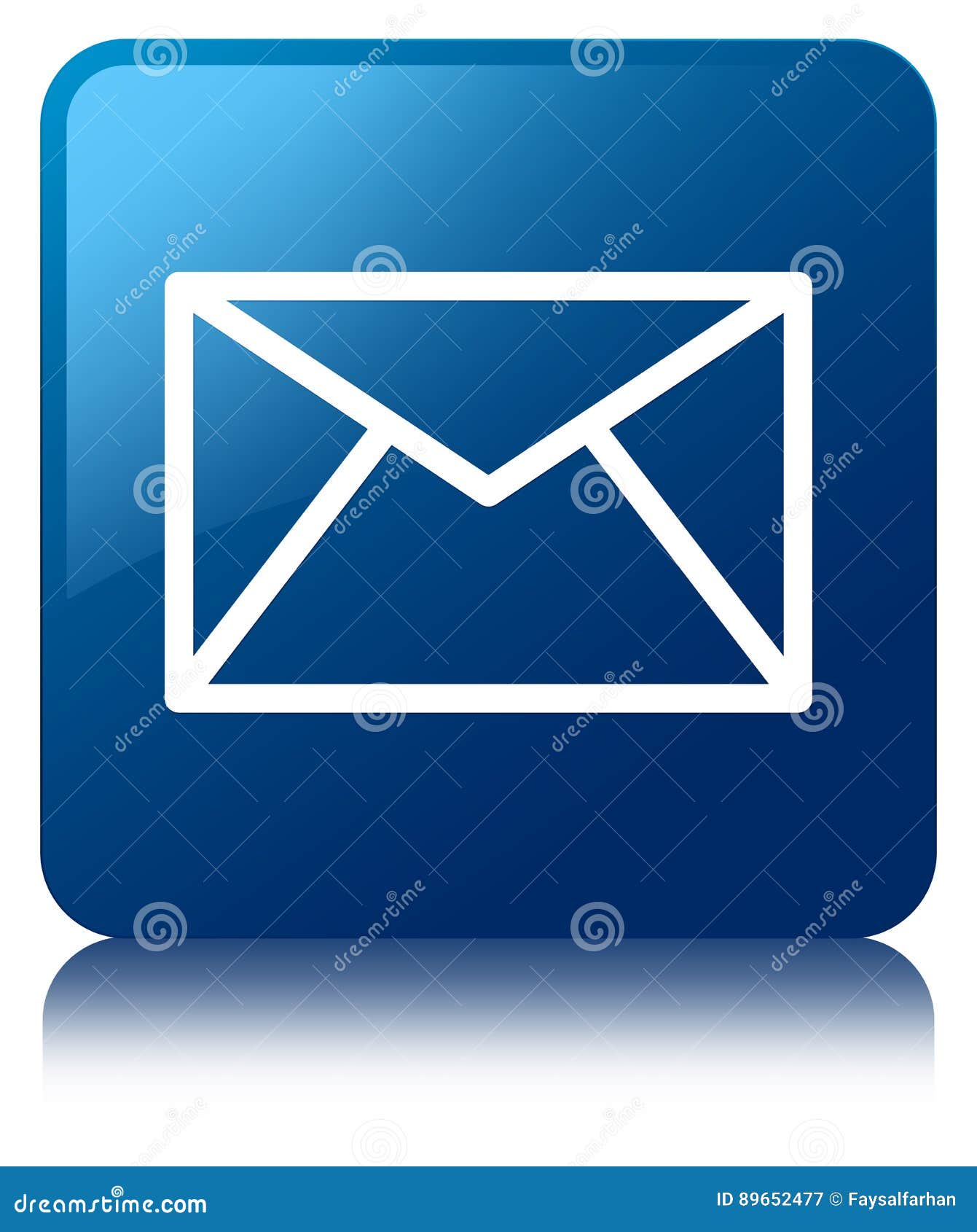 Email Icon Blue Square Button Stock Illustration - Illustration of ...